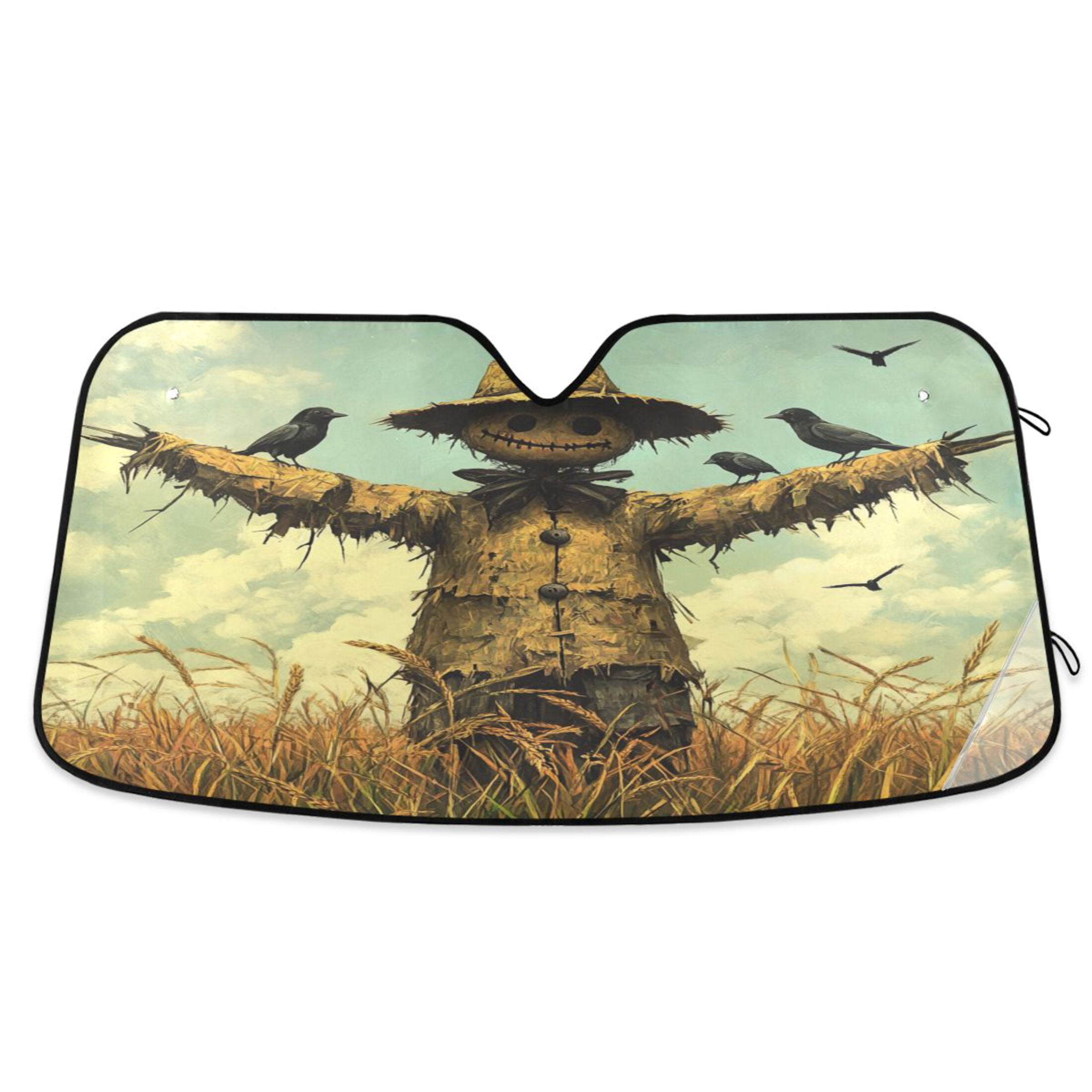 WOBOGO Scarecrow in A Rice Field with Sparrows Car Windshield Sunshades ...