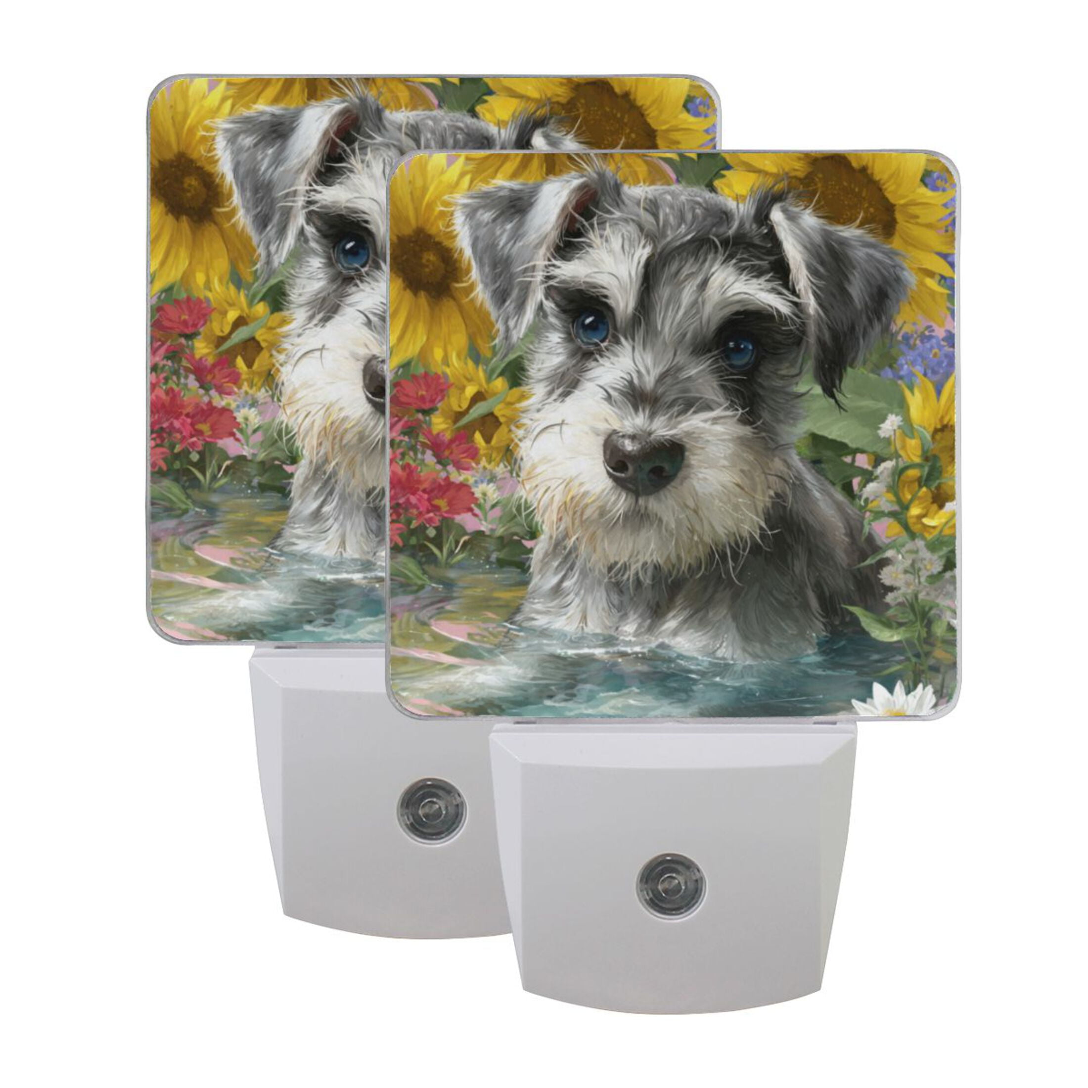 WOBOGO Schnauzer Puppy LED Night Light 2 Pcs Set 0.5 Watt Wall Plug in ...