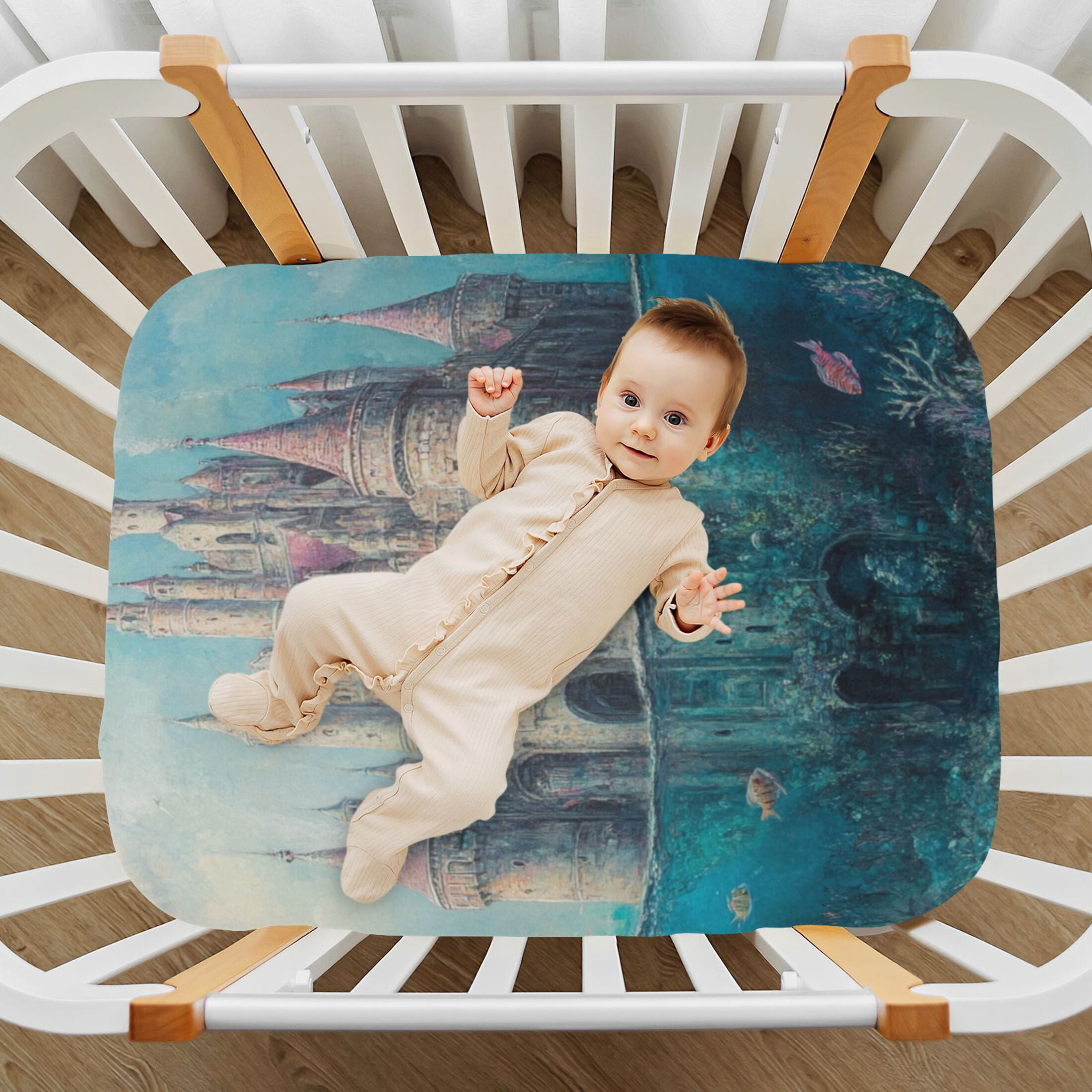WOBOGO Seabed Castle Baby Crib Sheets Super Soft Microfiber Playard ...