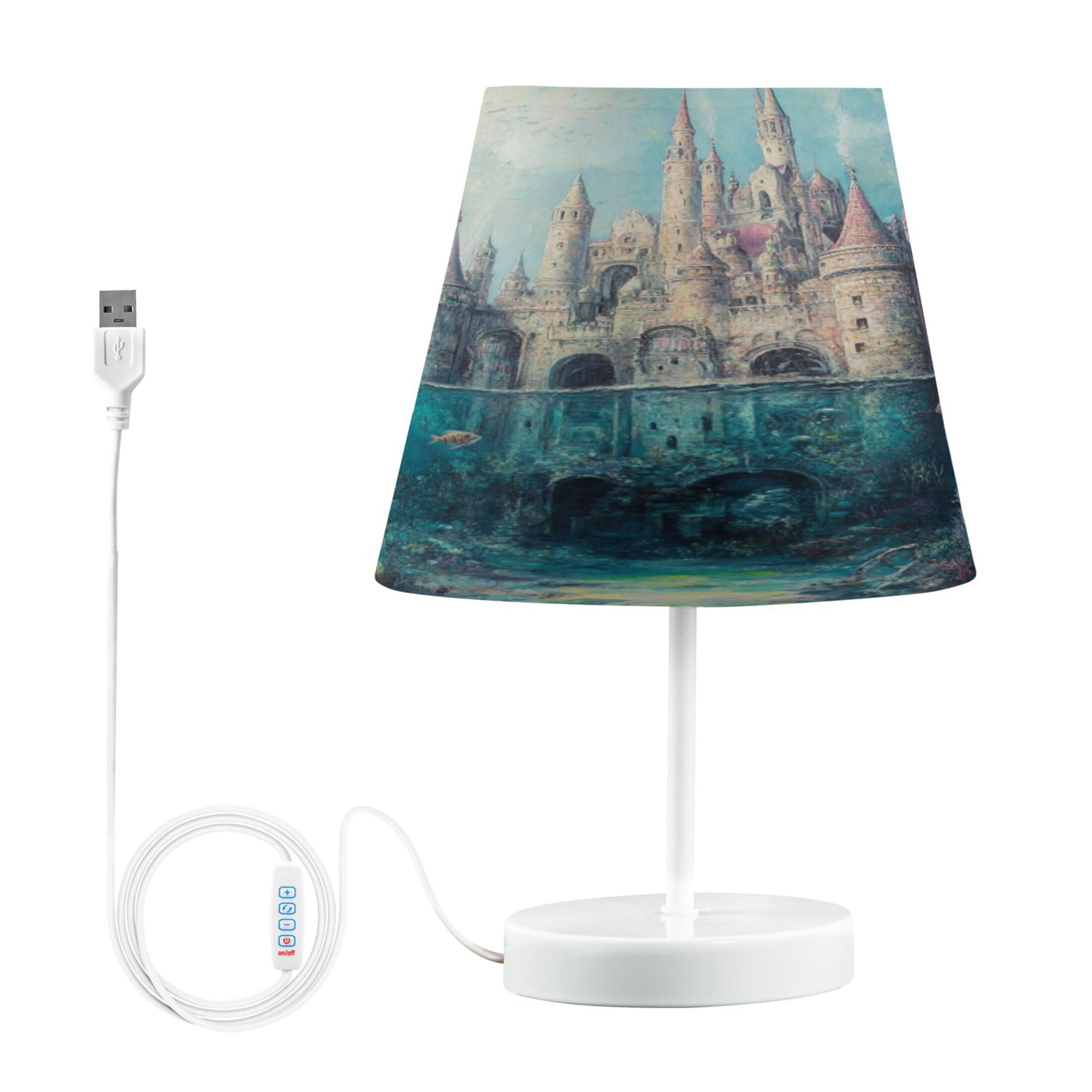 WOBOGO Seabed Castle Table Lamps Bedroom 3-Speed Dimmable Farm Style ...