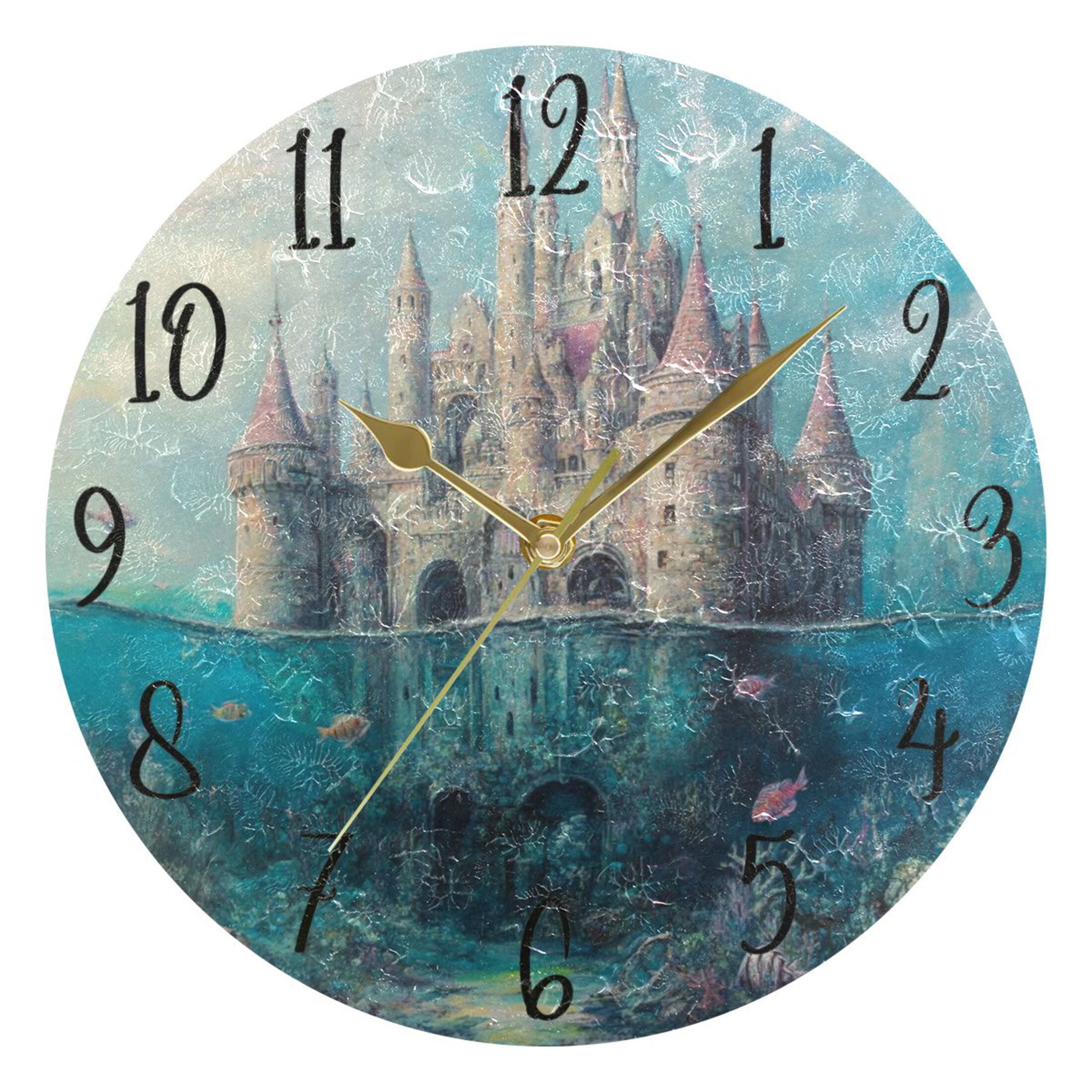 WOBOGO Seabed Castle Wall Clock 10in Silent Mechanism Battery Operated ...