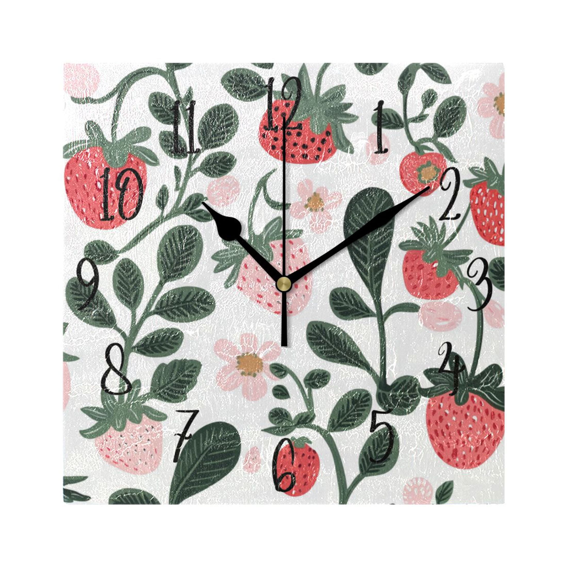 WOBOGO A Seamless Pattern with Cute Strawberries Wall Clock 7.78 Inch ...