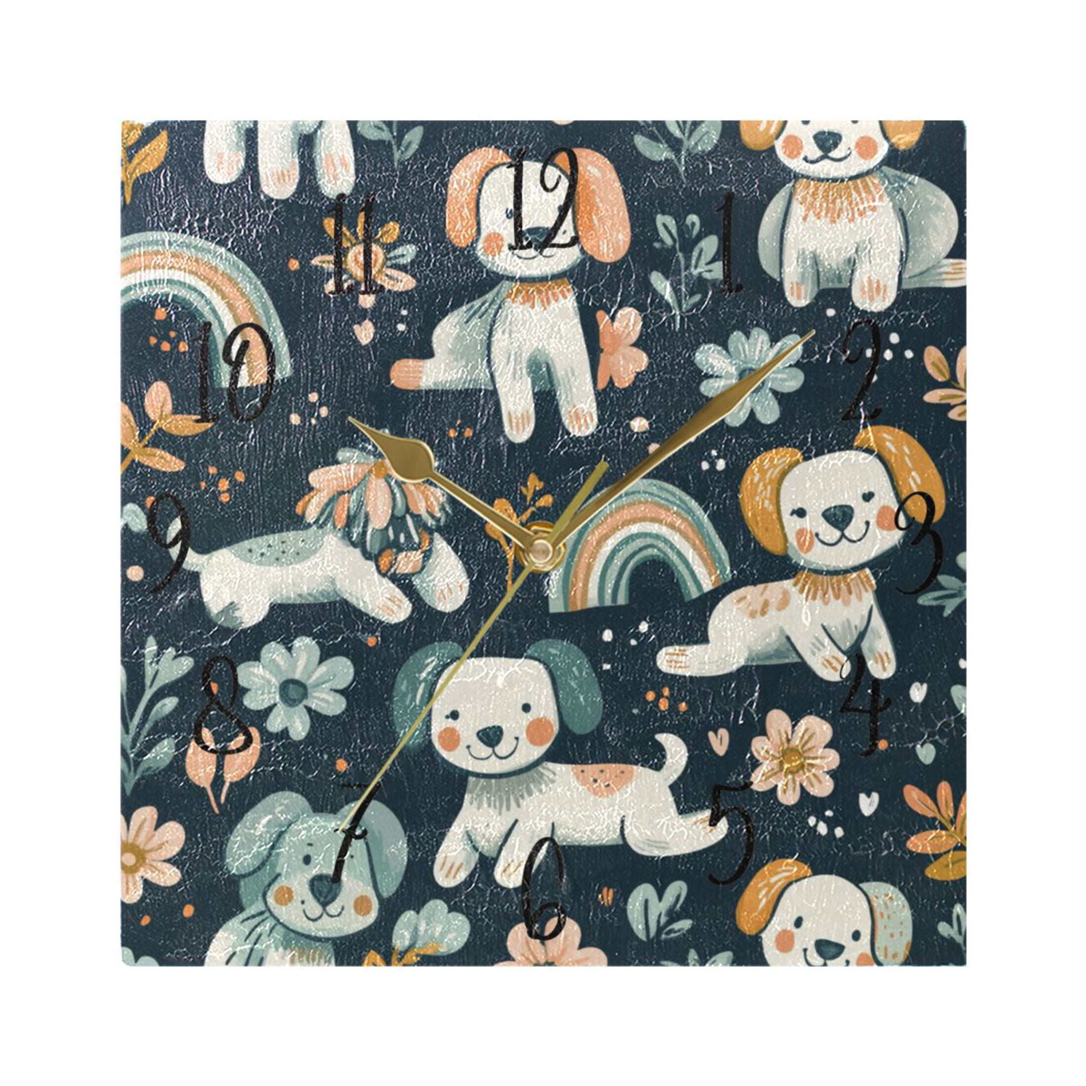 WOBOGO Seamless Pattern Of Dogs and Rainbows Wall Clock 7.78 Inch ...