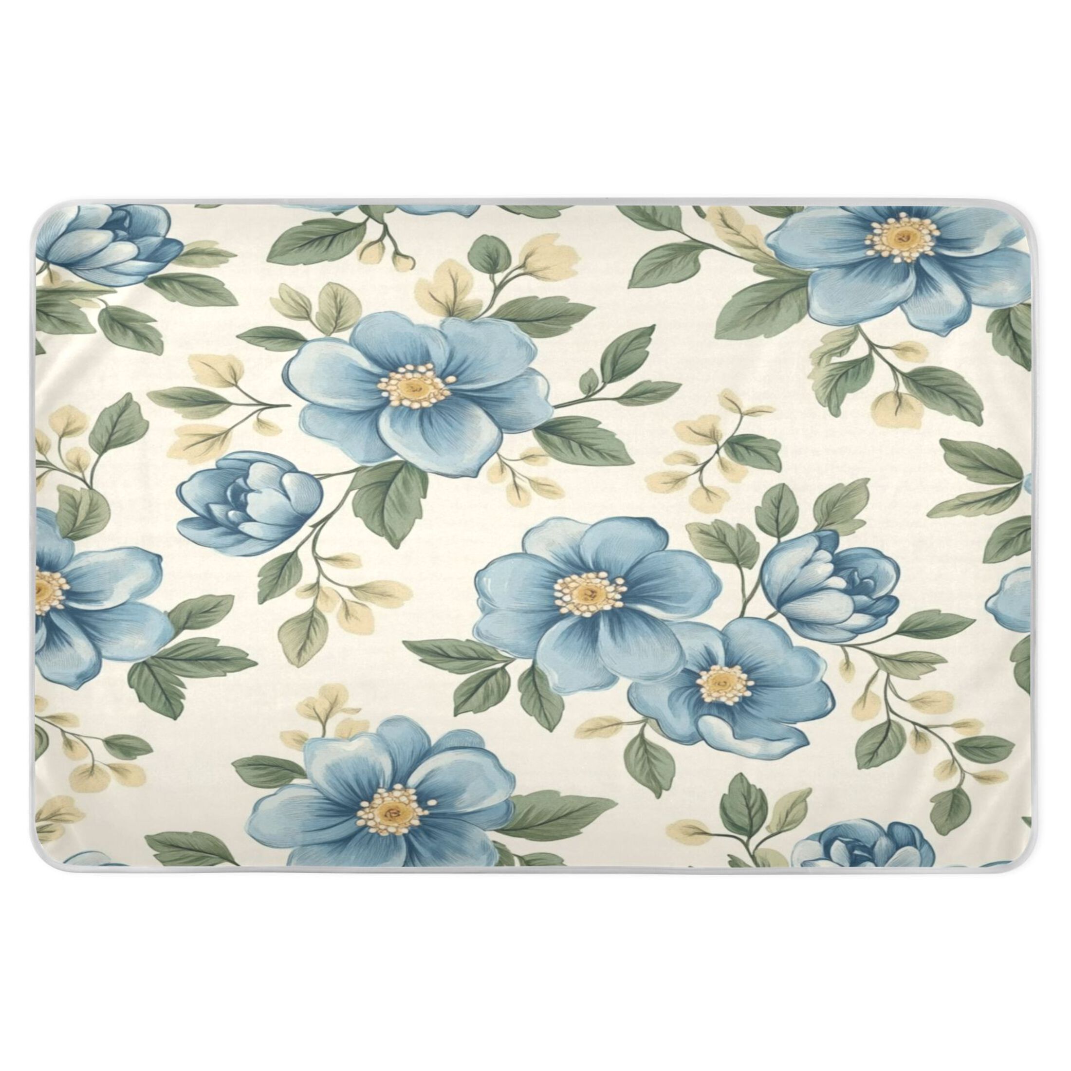 WOBOGO Seamless Pattern Of Blue Flowers and Green Leaves Baby Diaper ...