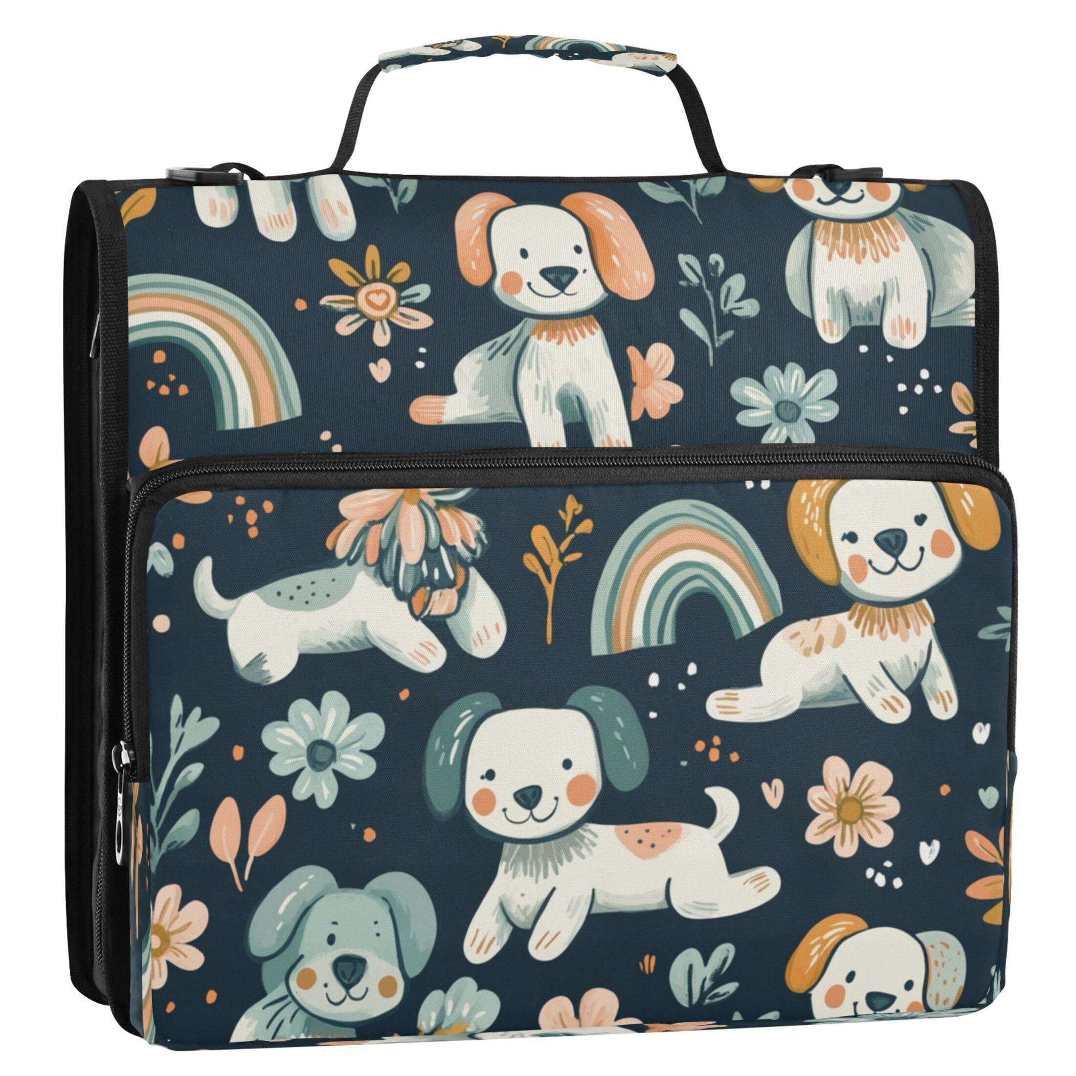 WOBOGO Seamless Pattern Of Dogs and Rainbows Ring Binder Bag 1.5in ...