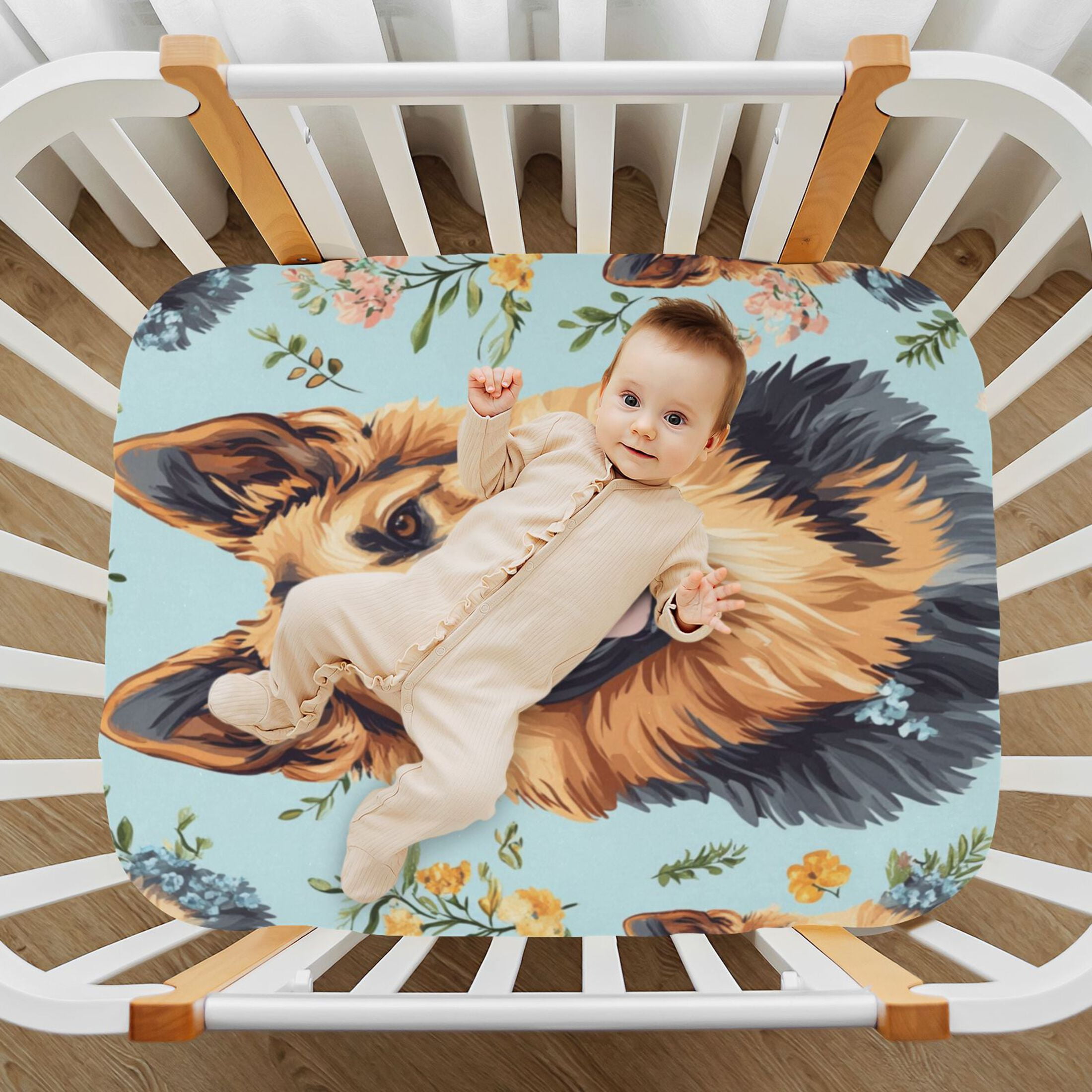 WOBOGO Shepherd Dog Baby Crib Sheets Super Soft Microfiber Playard ...