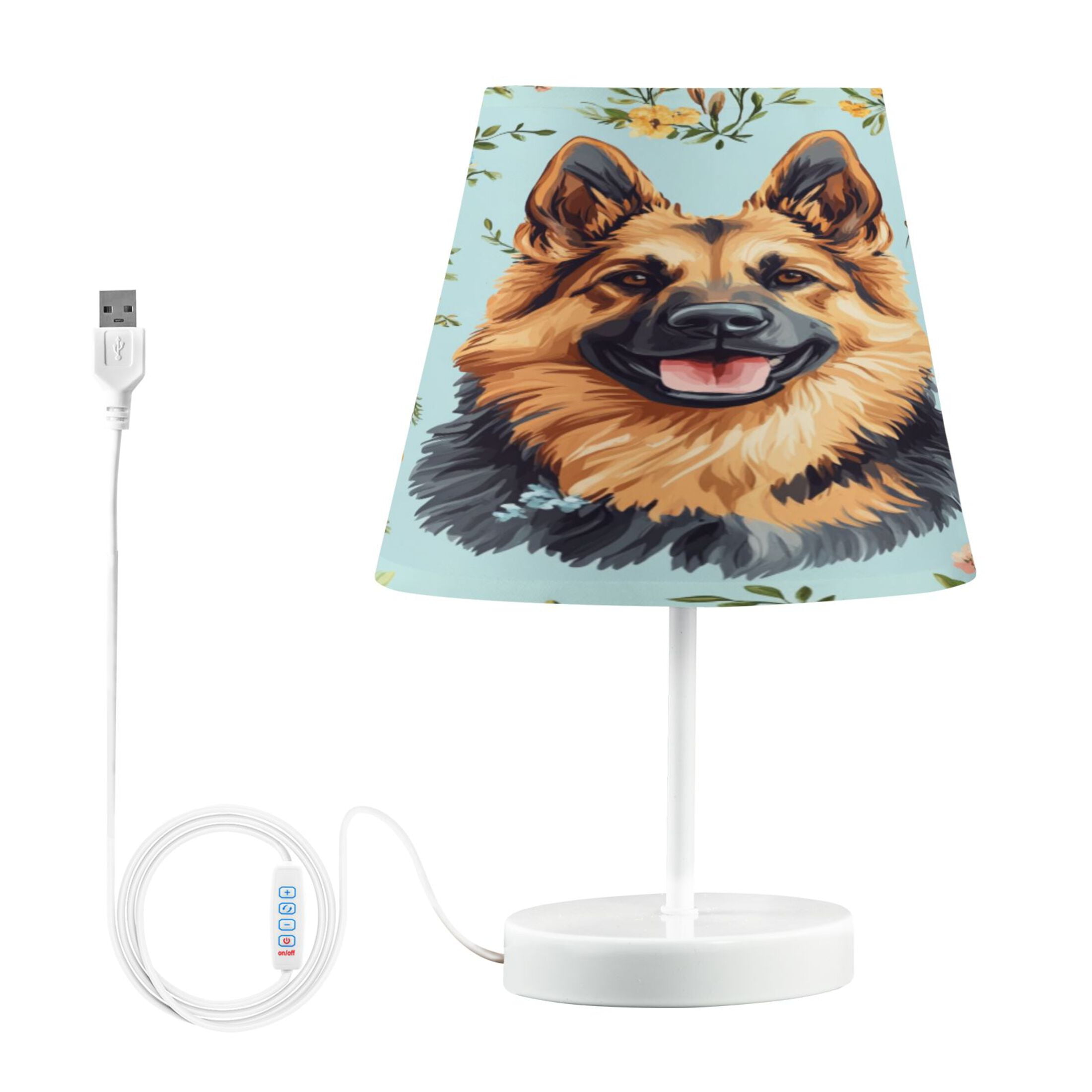 WOBOGO Shepherd Dog Table Lamps Bedroom 3-Speed Dimmable Farm Style ...