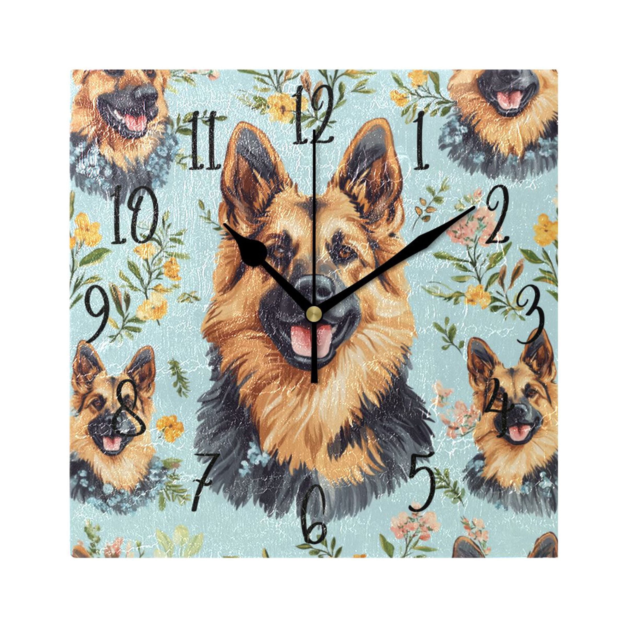 WOBOGO Shepherd Dog Wall Clock 7.78 Inch Battery Operated Silent Unit ...