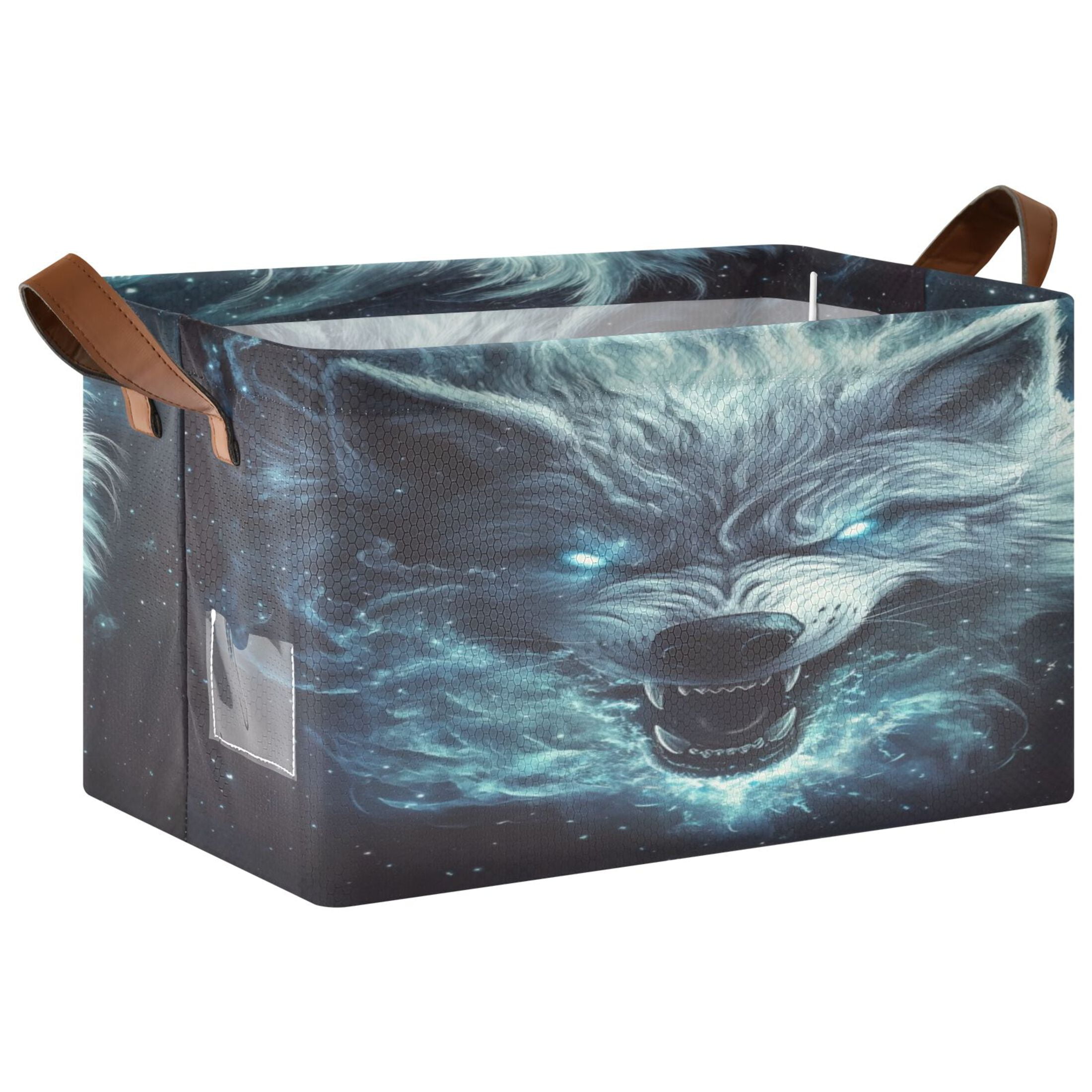 WOBOGO Show Ferocity Wolf Storage Basket 16.9×11.4×10in Collapsible ...