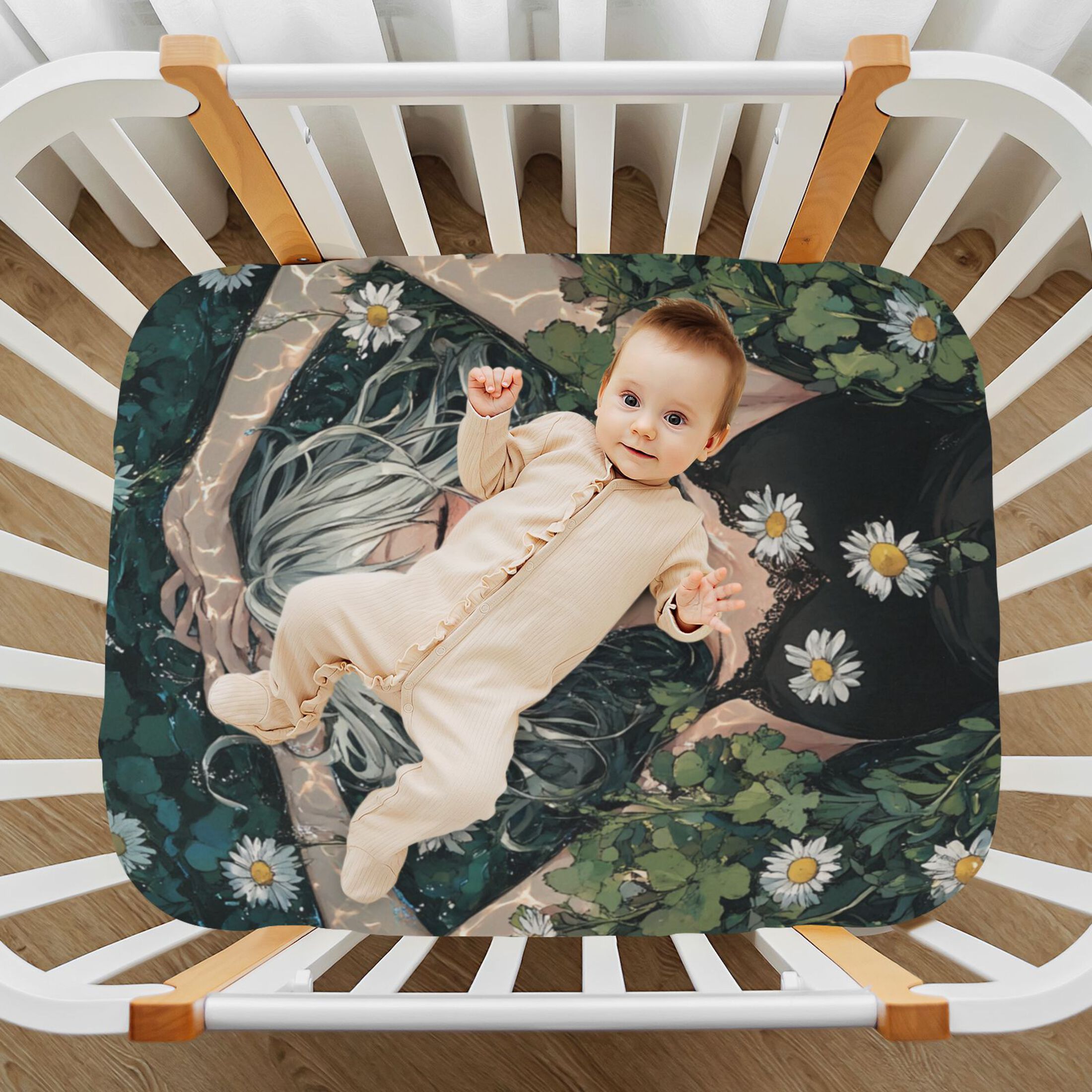 WOBOGO Silver Hair Lass Baby Crib Sheets Super Soft Microfiber Playard ...
