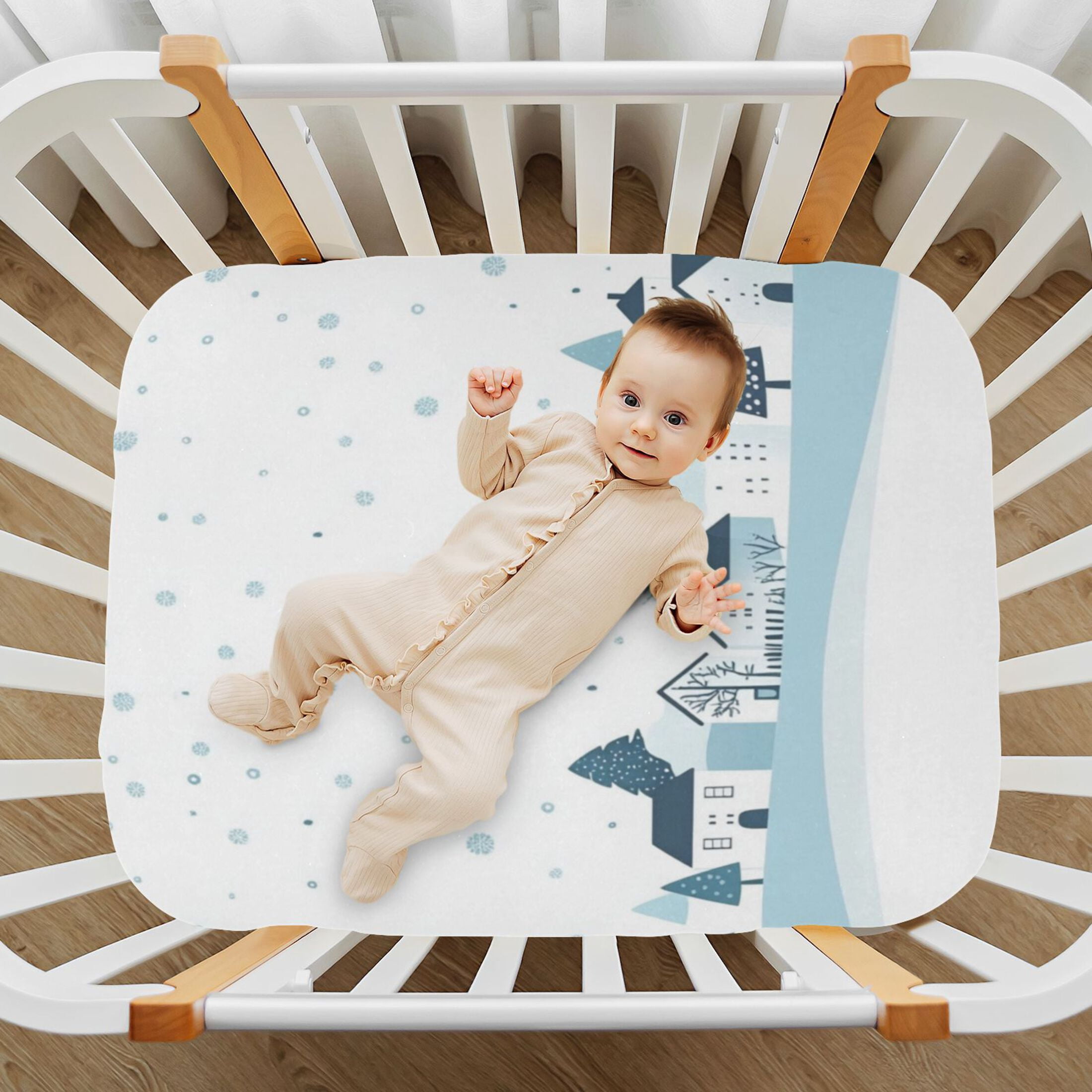 WOBOGO Simple Winter Baby Crib Sheets Super Soft Microfiber Playard ...