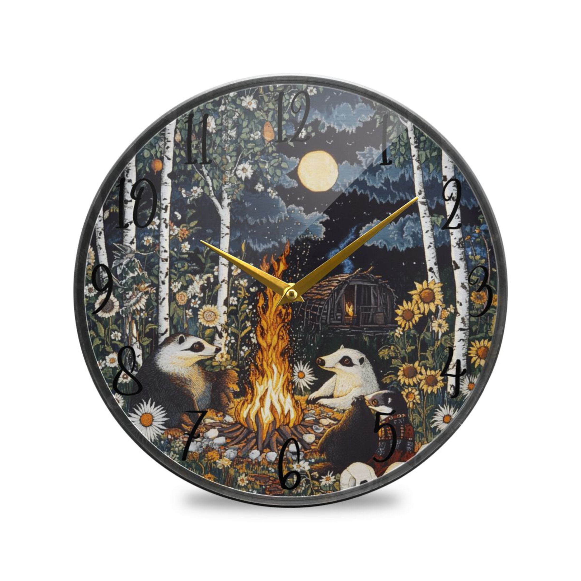 WOBOGO Skunk Roasting Acrylic Wall Clock Battery Operated 9.5in Silent ...