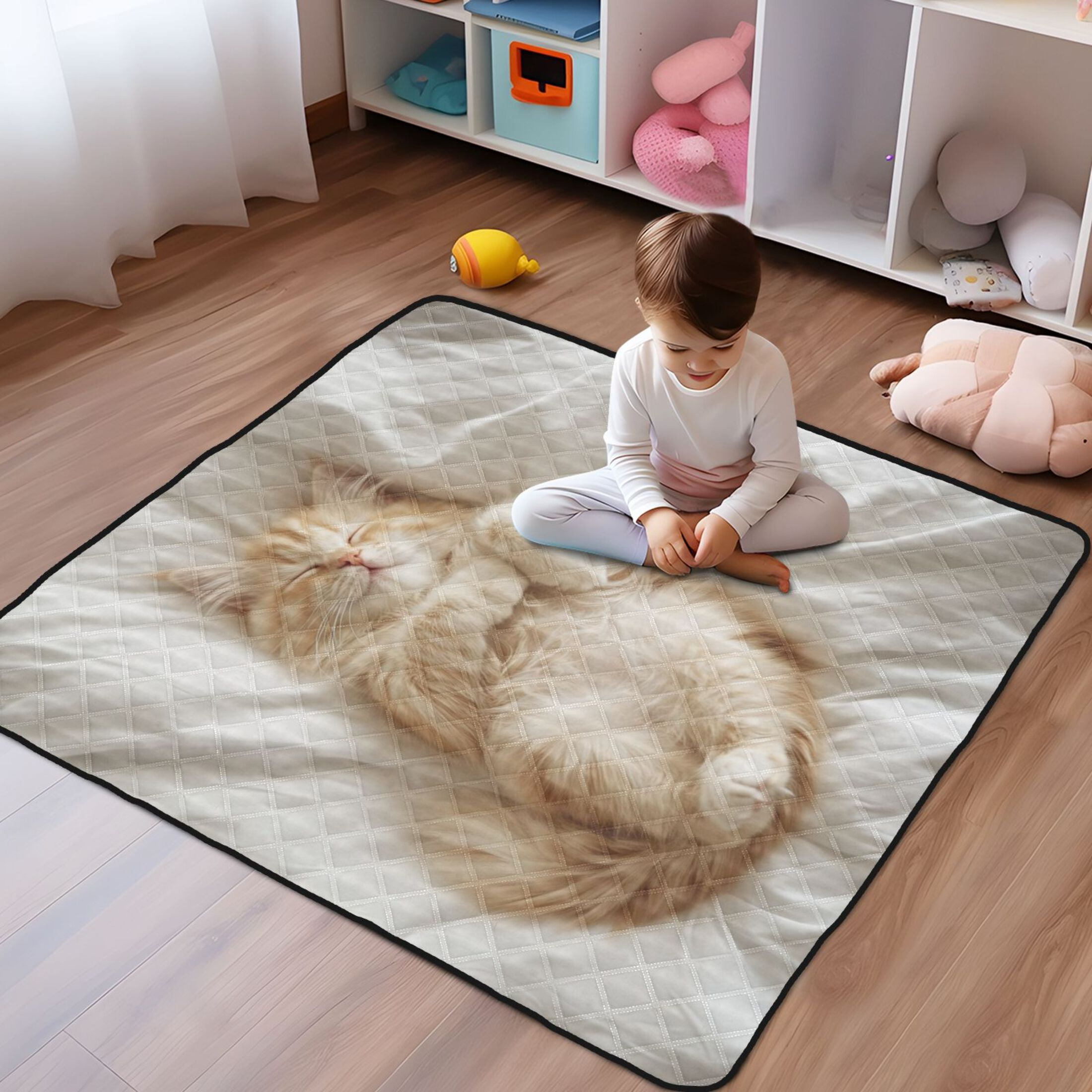 WOBOGO Sleeping Cat Baby Playmats Extra Large Waterproof Rollable ...