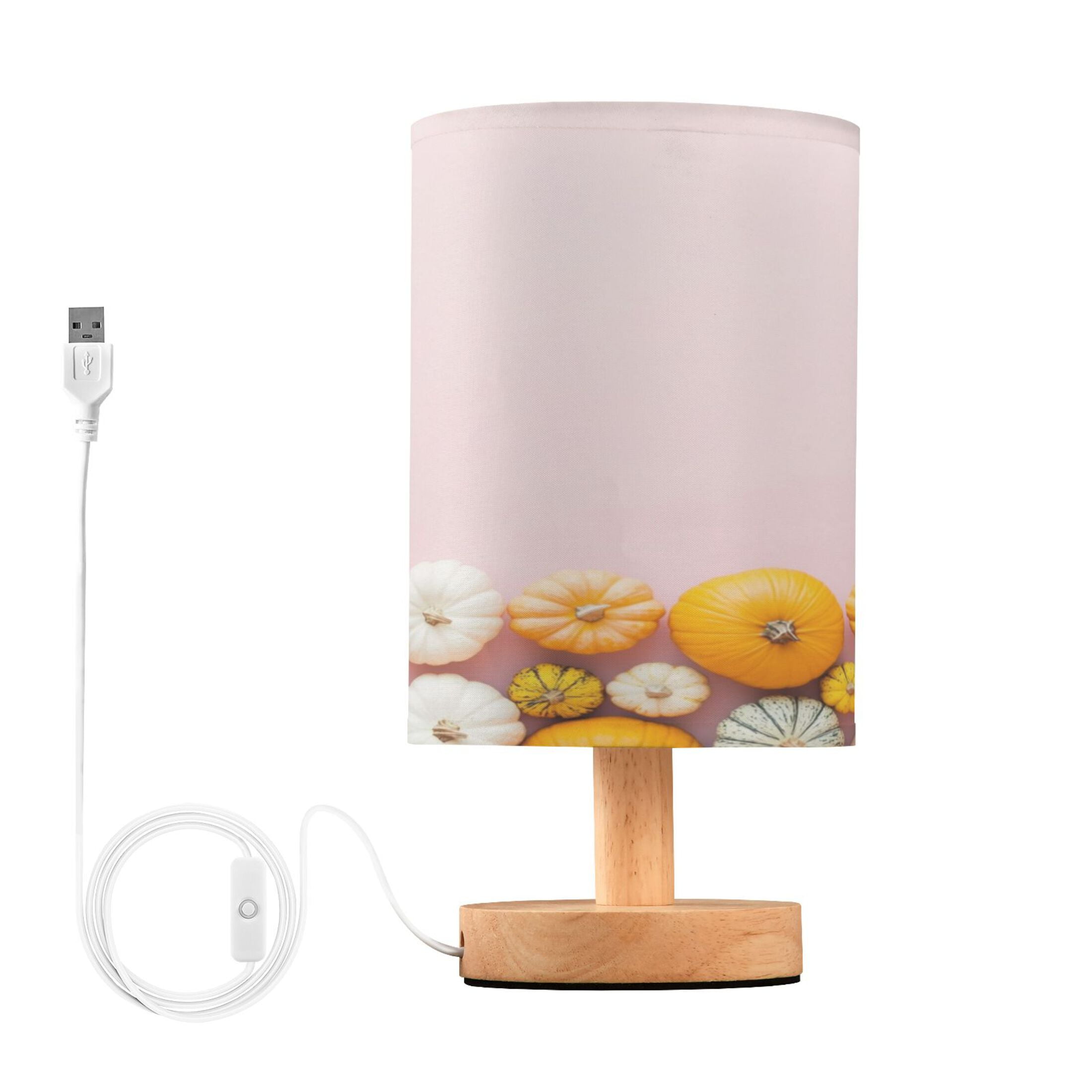 WOBOGO Small Pumpkins Bedroom Table Lamp USB Power Connector Wooden ...