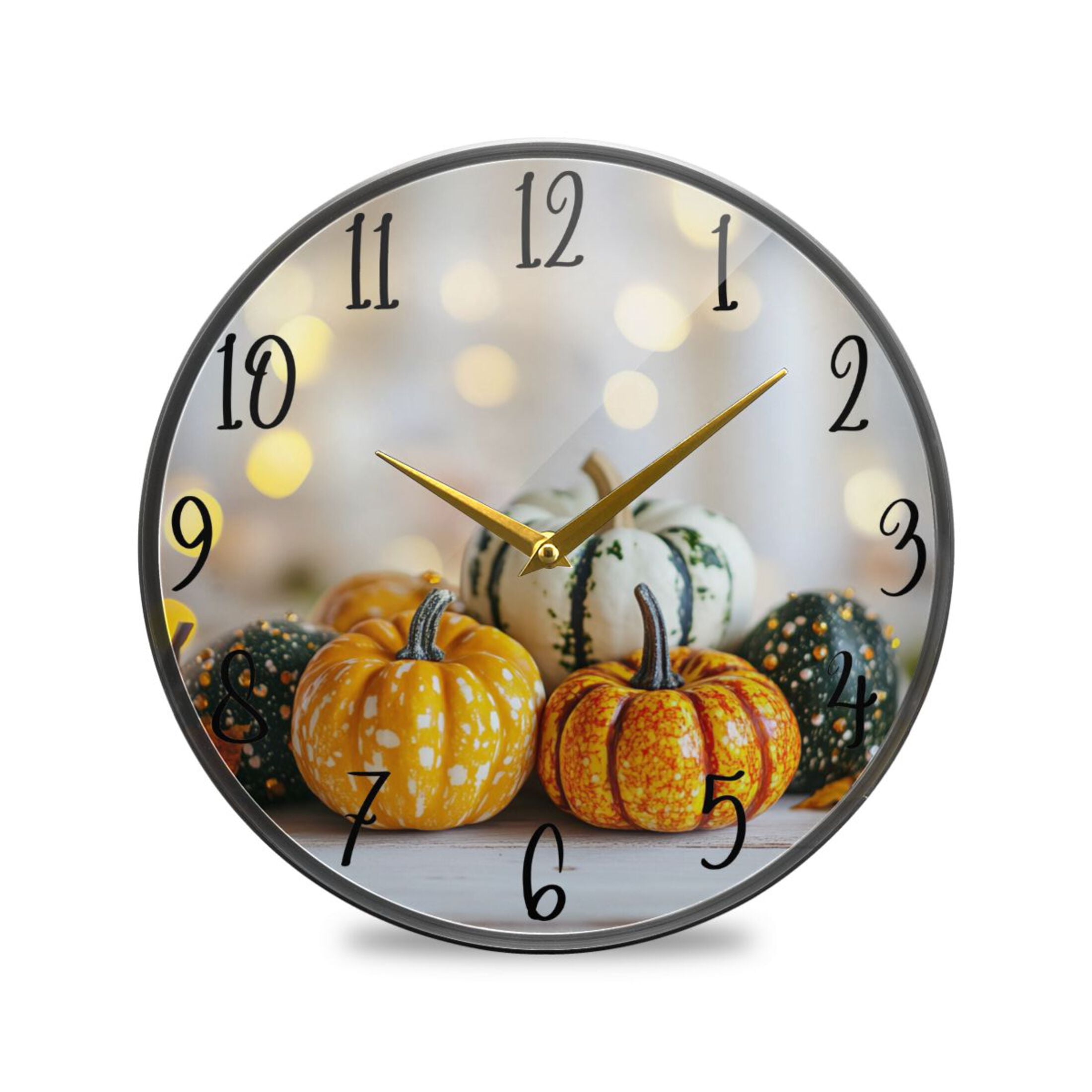 WOBOGO Small Pumpkins on The Door Acrylic Wall Clock Battery Operated 9 ...