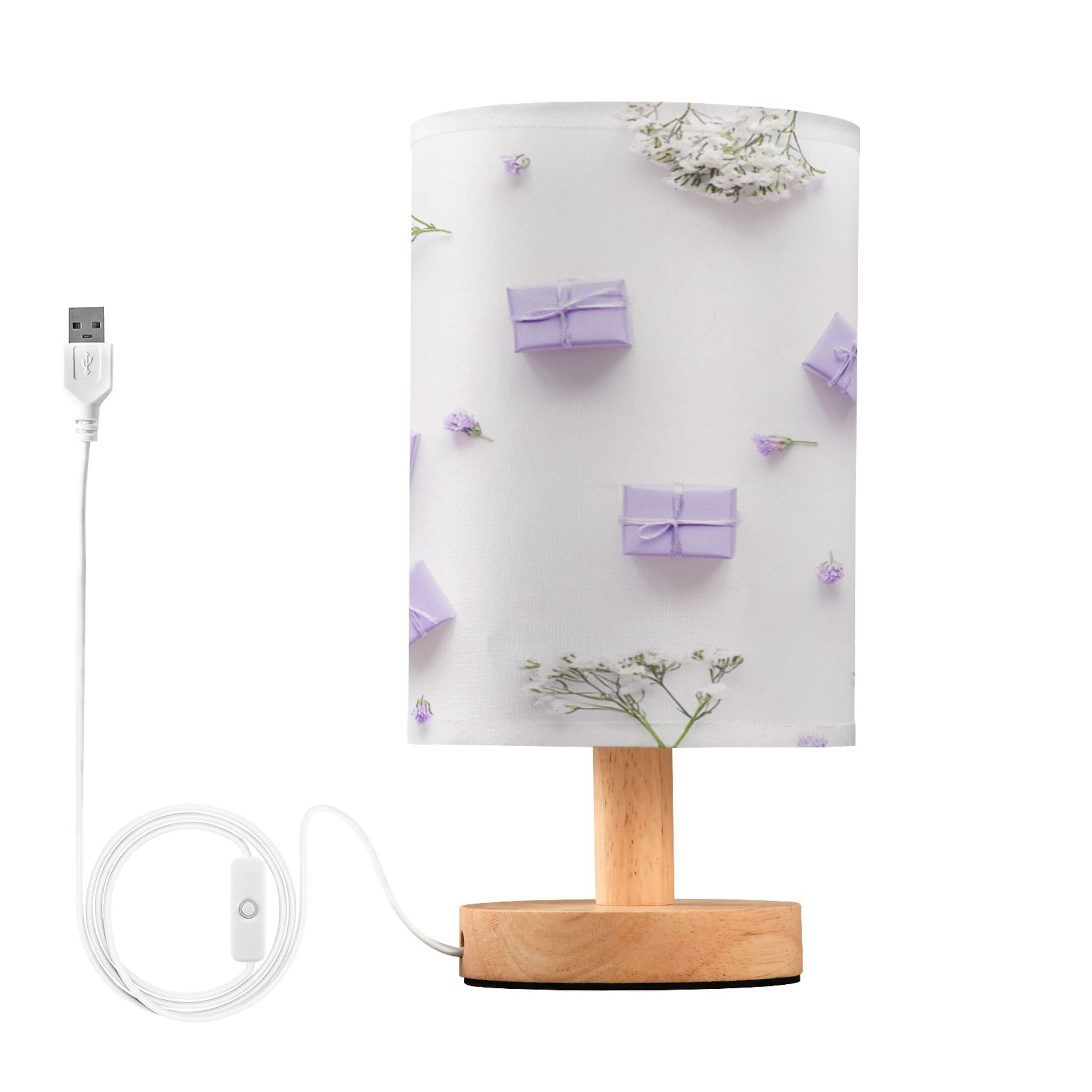 WOBOGO Small Purple Gift Boxes Bedroom Table Lamp USB Power Connector ...