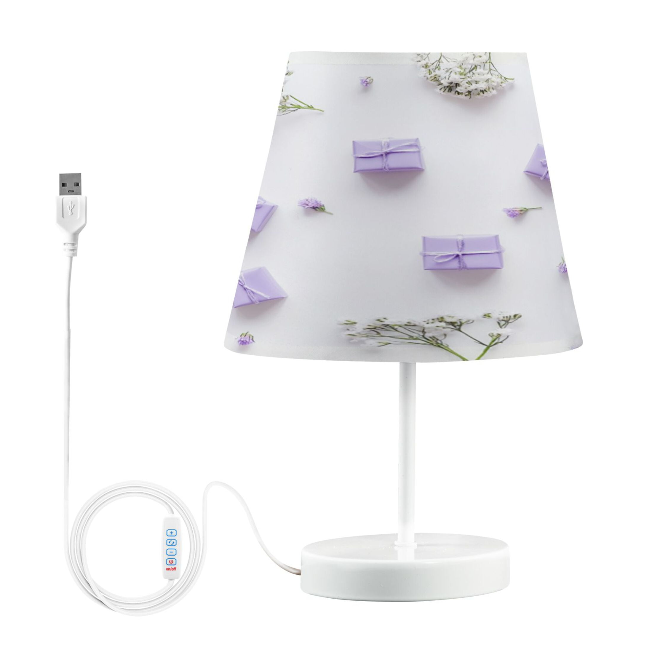 WOBOGO Small Purple Gift Boxes Table Lamps Bedroom 3-Speed Dimmable ...