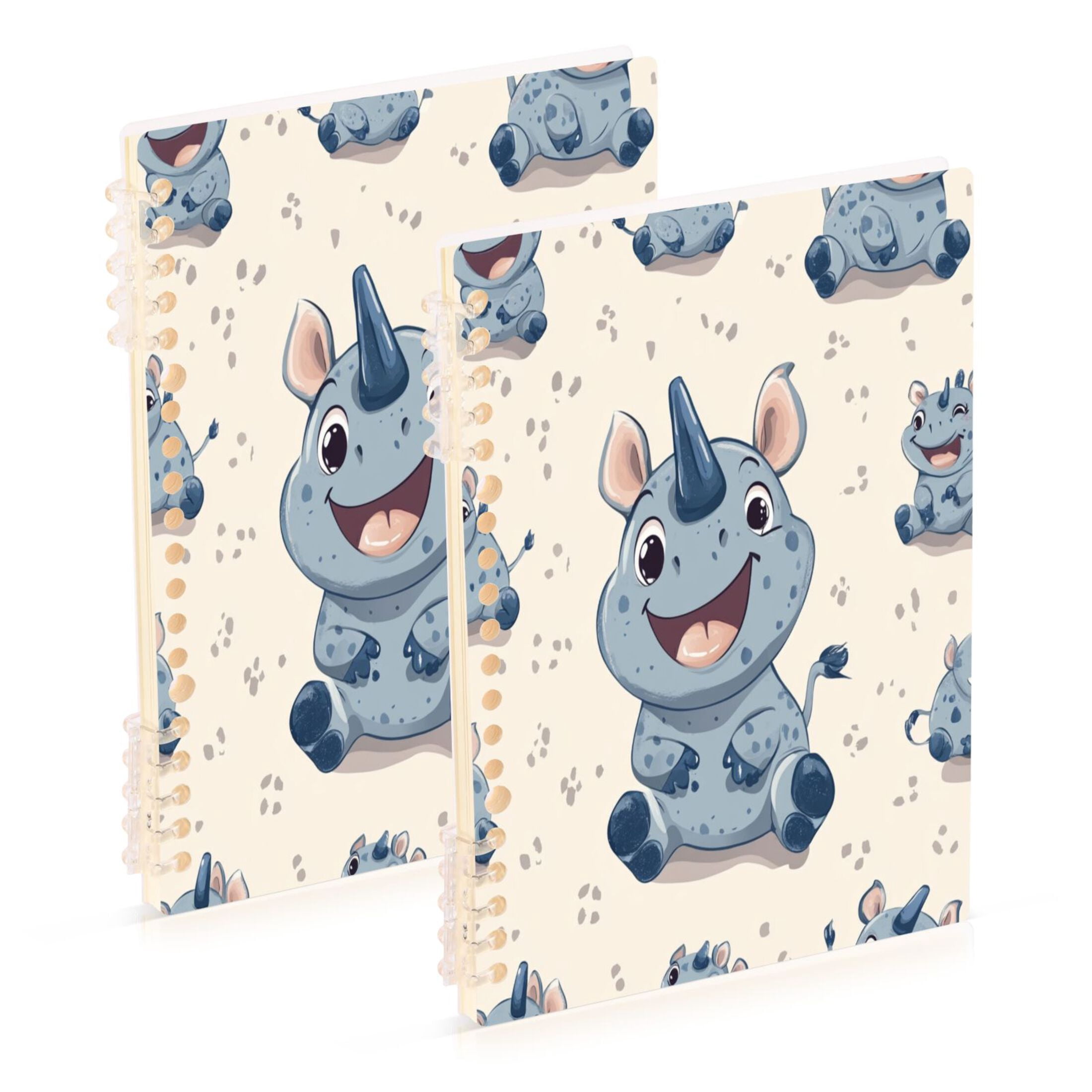 WOBOGO Smile Cute Rhinoceros Notebook College Horizontal Grid Paper Ink ...