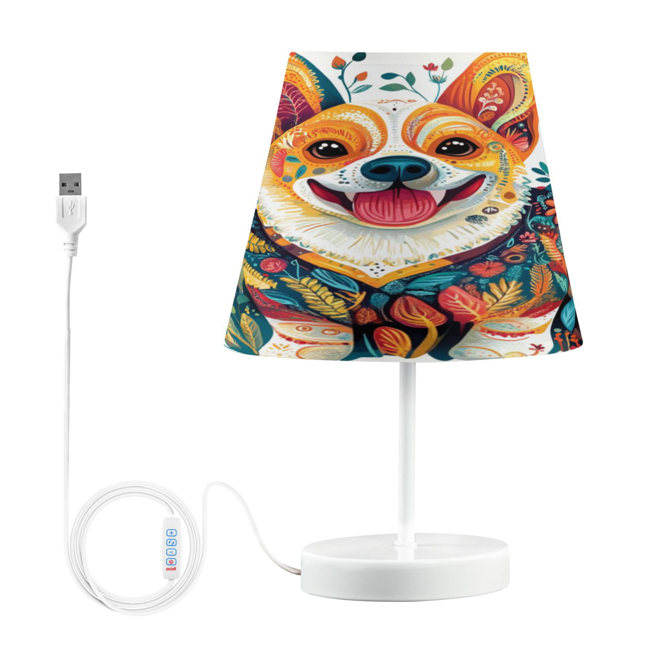 WOBOGO Smiling Corgi Dog Table Lamps Bedroom 3-Speed Dimmable Farm ...