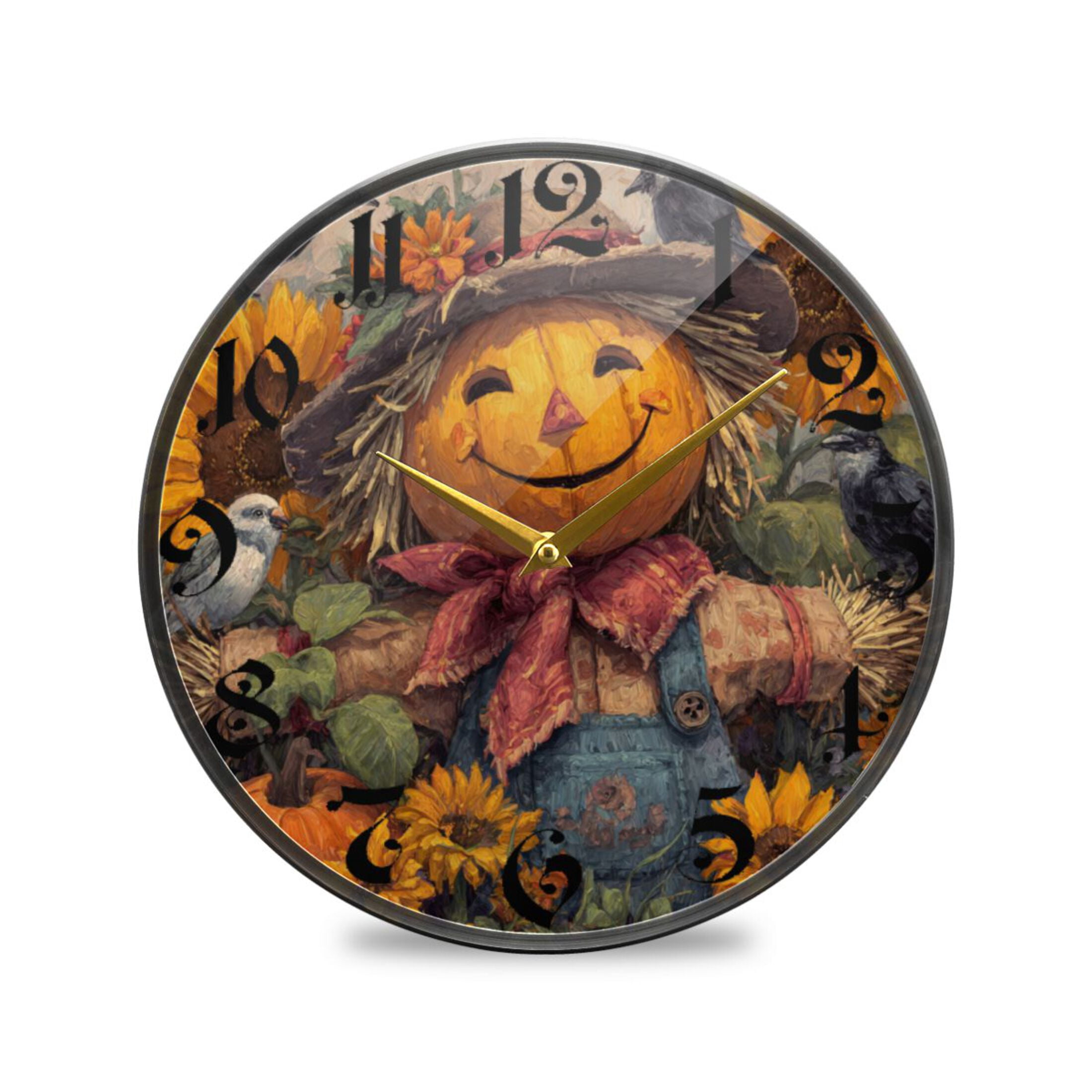 WOBOGO Smiling Scarecrow Acrylic Wall Clock Battery Operated 11.9in ...