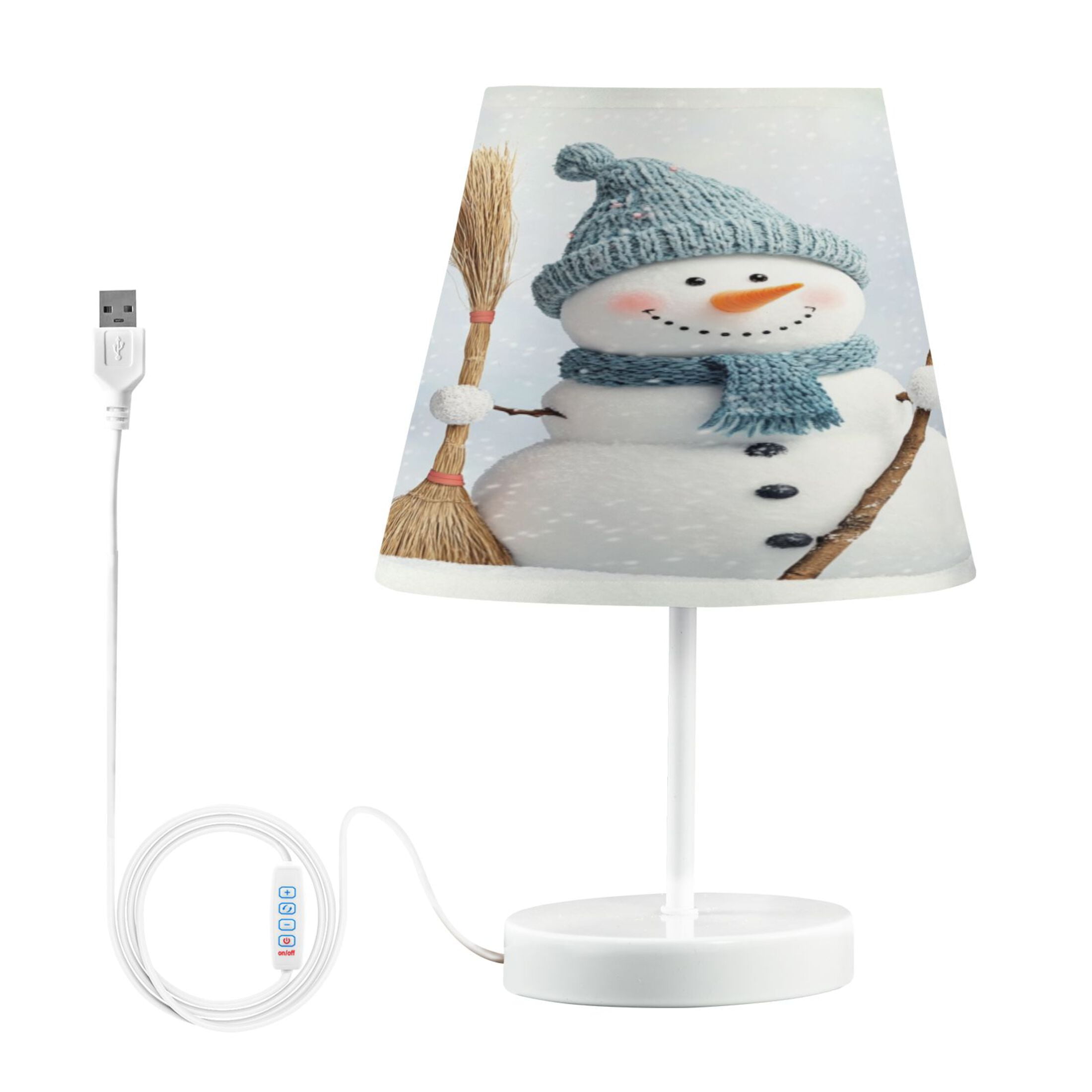 WOBOGO Smiling Snowman Table Lamps Bedroom 3-Speed Dimmable Farm Style ...
