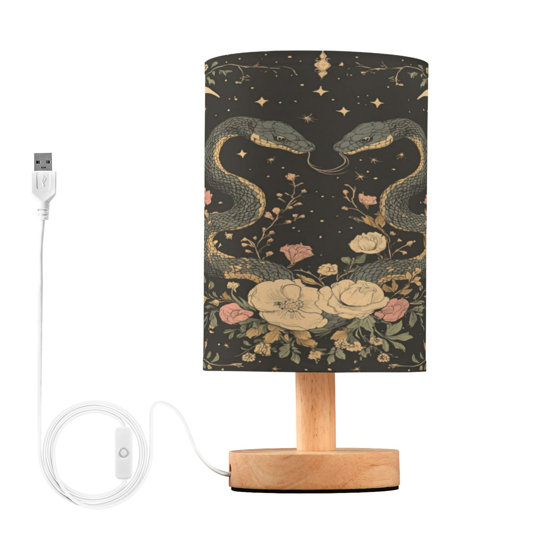 WOBOGO Snakes Entwining Vines Bedroom Table Lamp USB Power Connector ...