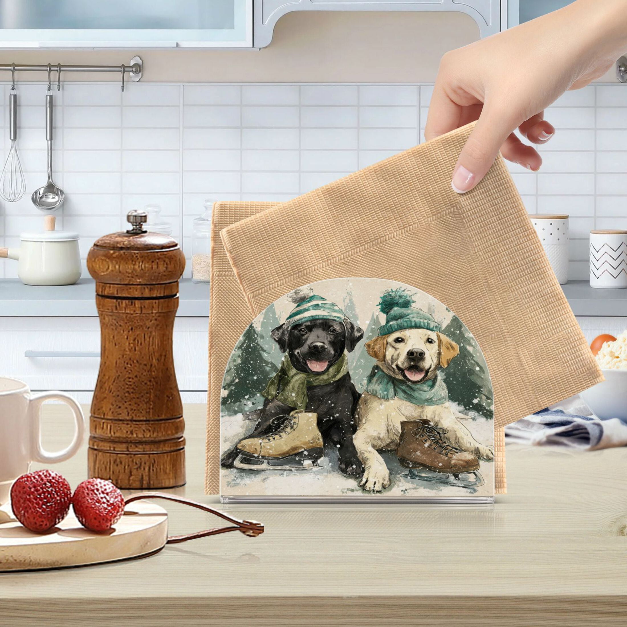 WOBOGO Snow Labrador Clear Acrylic Napkin Holder Kitchen Tissue Face ...