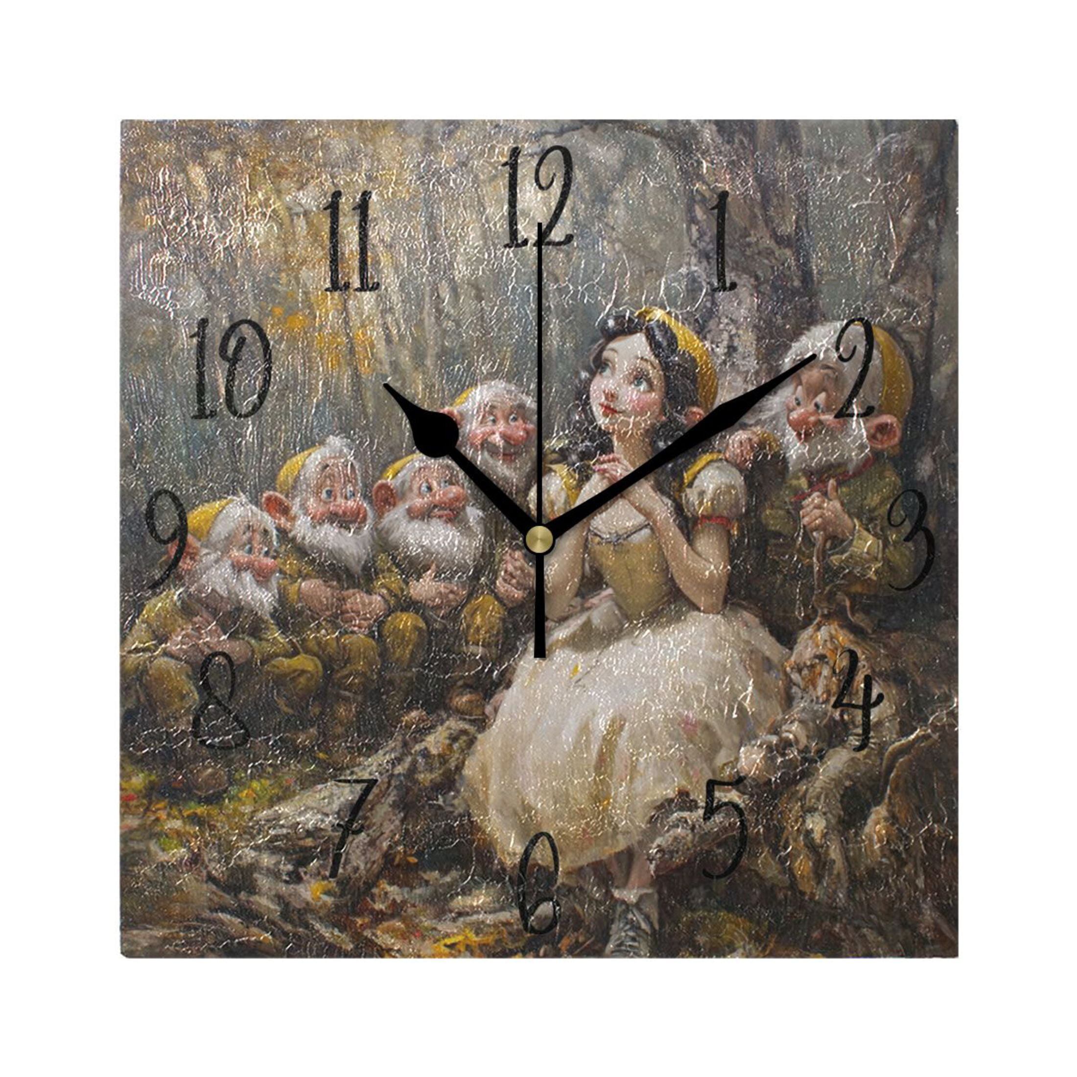 WOBOGO Snow White and The Dwarfs Wall Clock 7.78 Inch Battery Operated ...