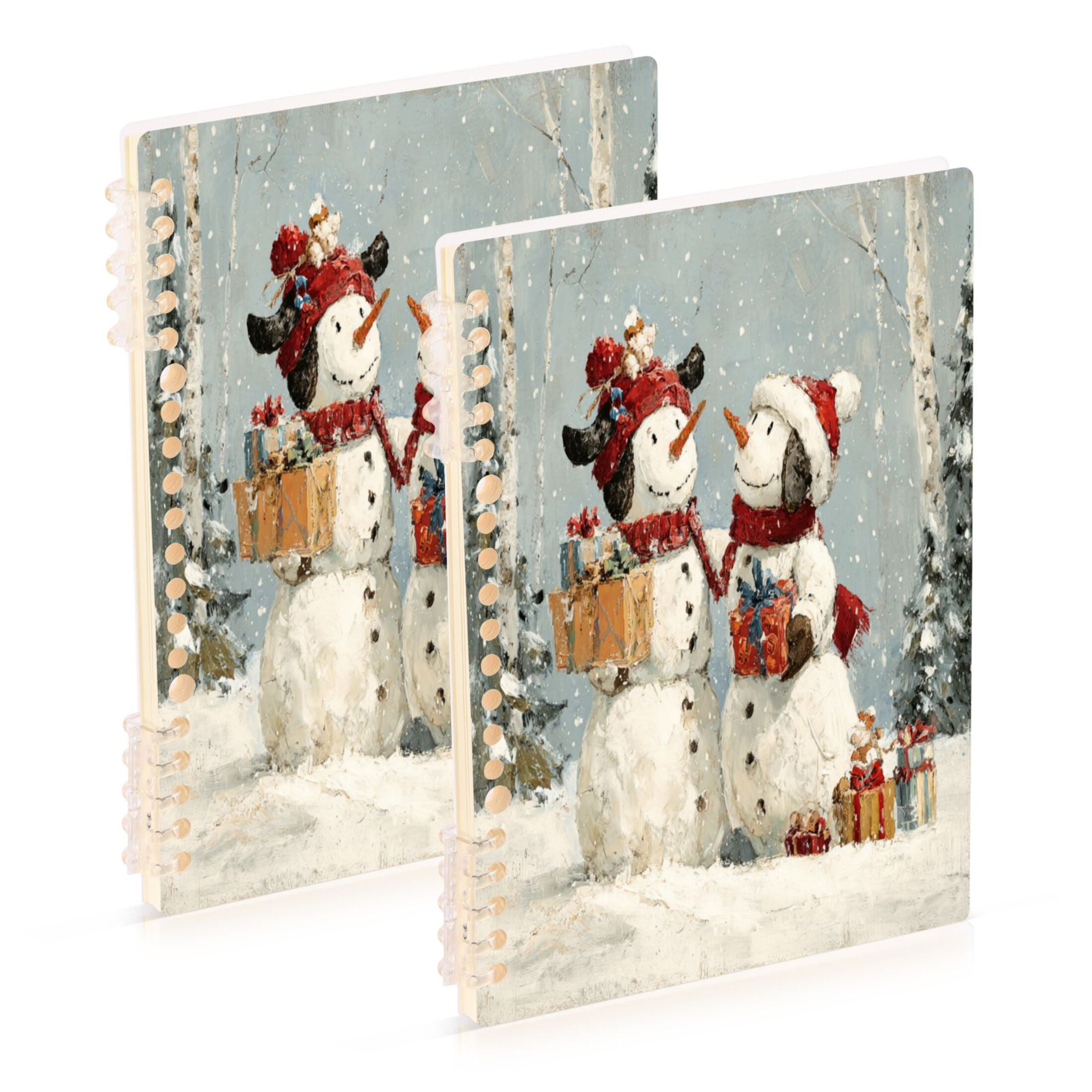 WOBOGO Snowman Gift Notebook College Horizontal Grid Paper Ink Spill ...