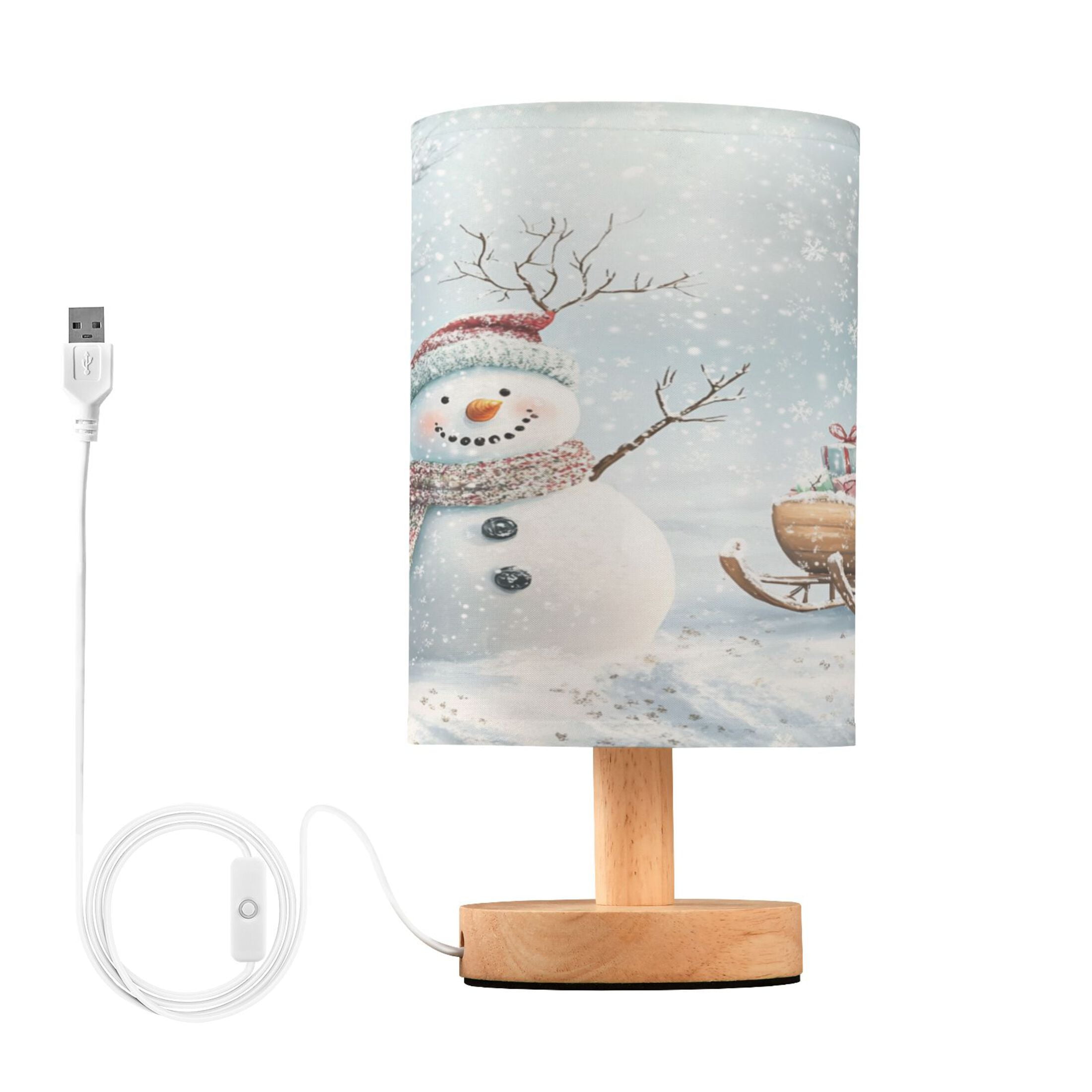 WOBOGO Snowman Next To A Sleigh Full Of Presents Bedroom Table Lamp USB ...