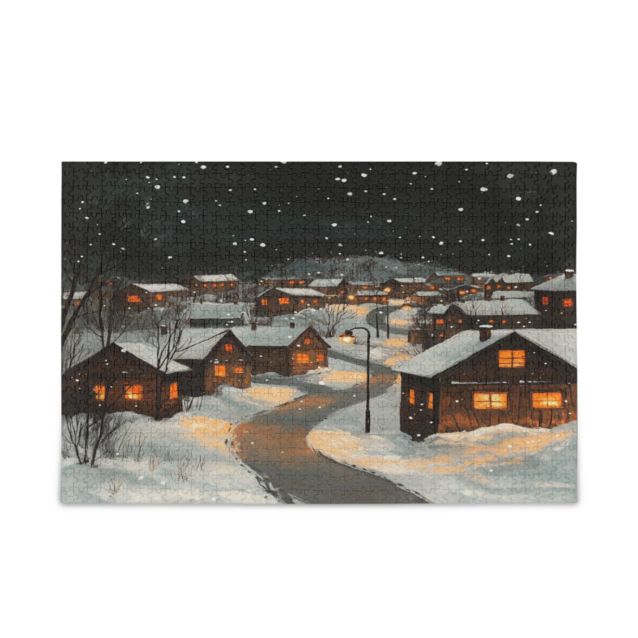 WOBOGO Snowy Night Scene Puzzle Challenge 1000 Piece Jigsaw Suitable ...