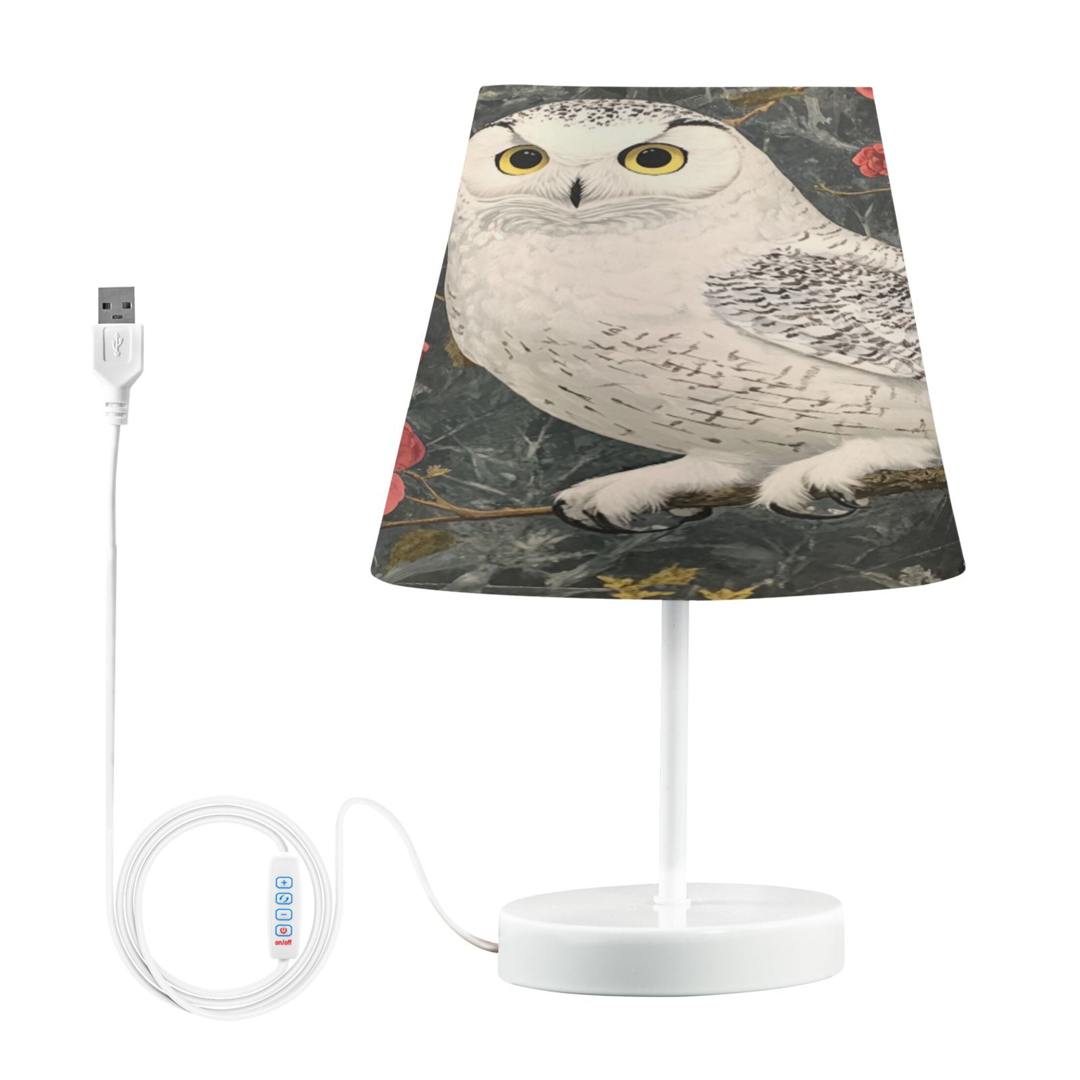 WOBOGO Snowy Owl Table Lamps Bedroom 3-Speed Dimmable Farm Style with ...