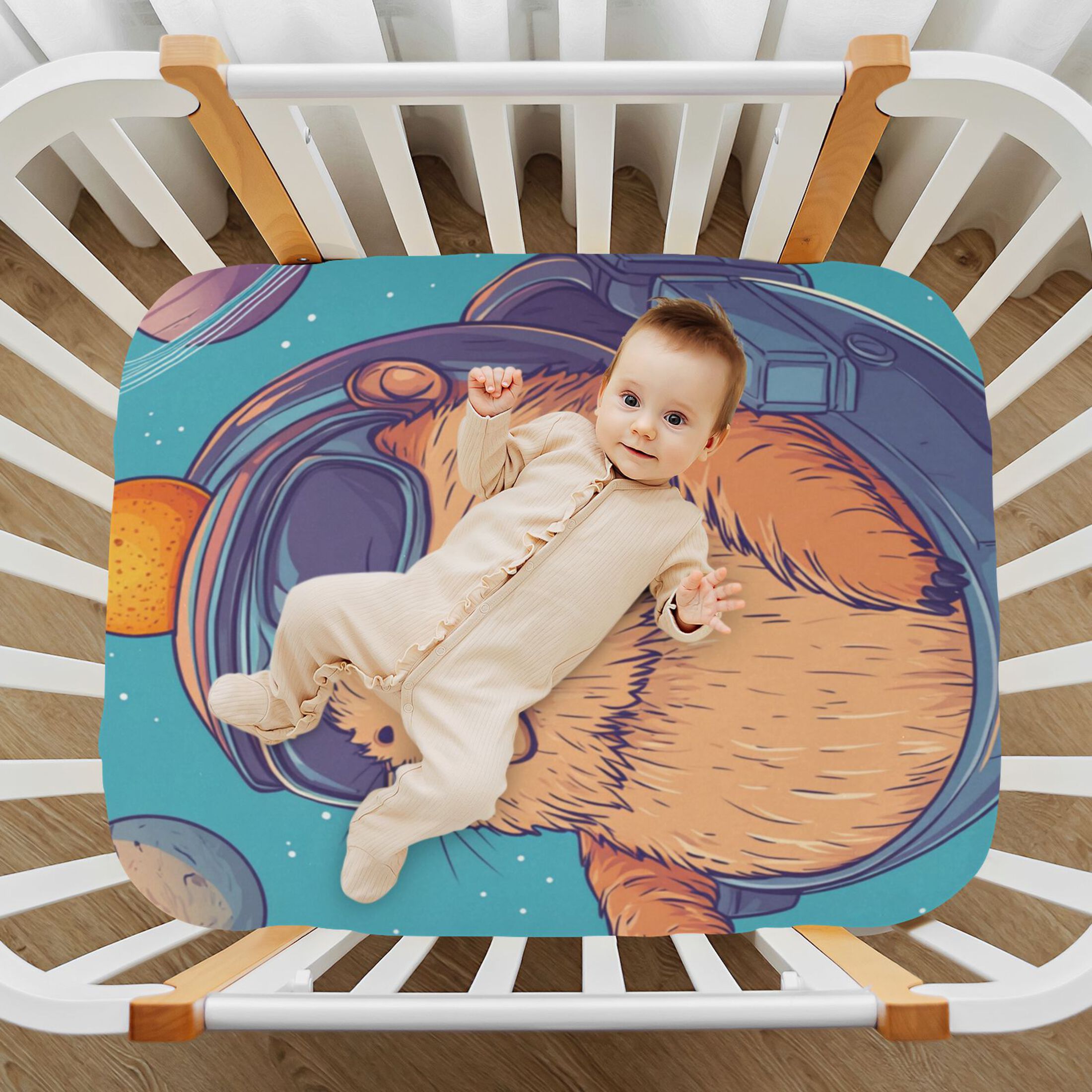 WOBOGO Space Capybara Baby Crib Sheets Super Soft Microfiber Playard ...