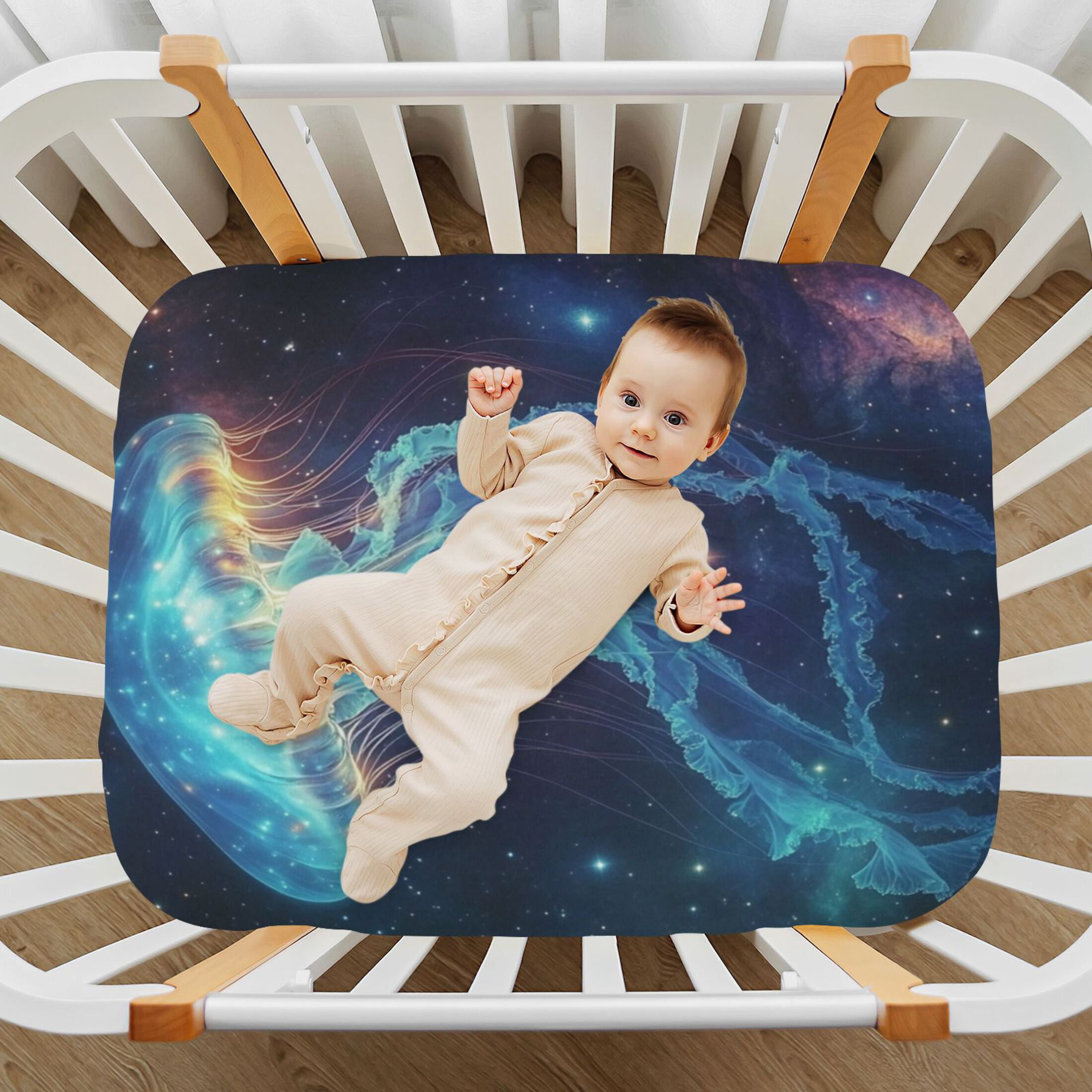 WOBOGO Space Jellyfish Baby Crib Sheets Super Soft Microfiber Playard ...