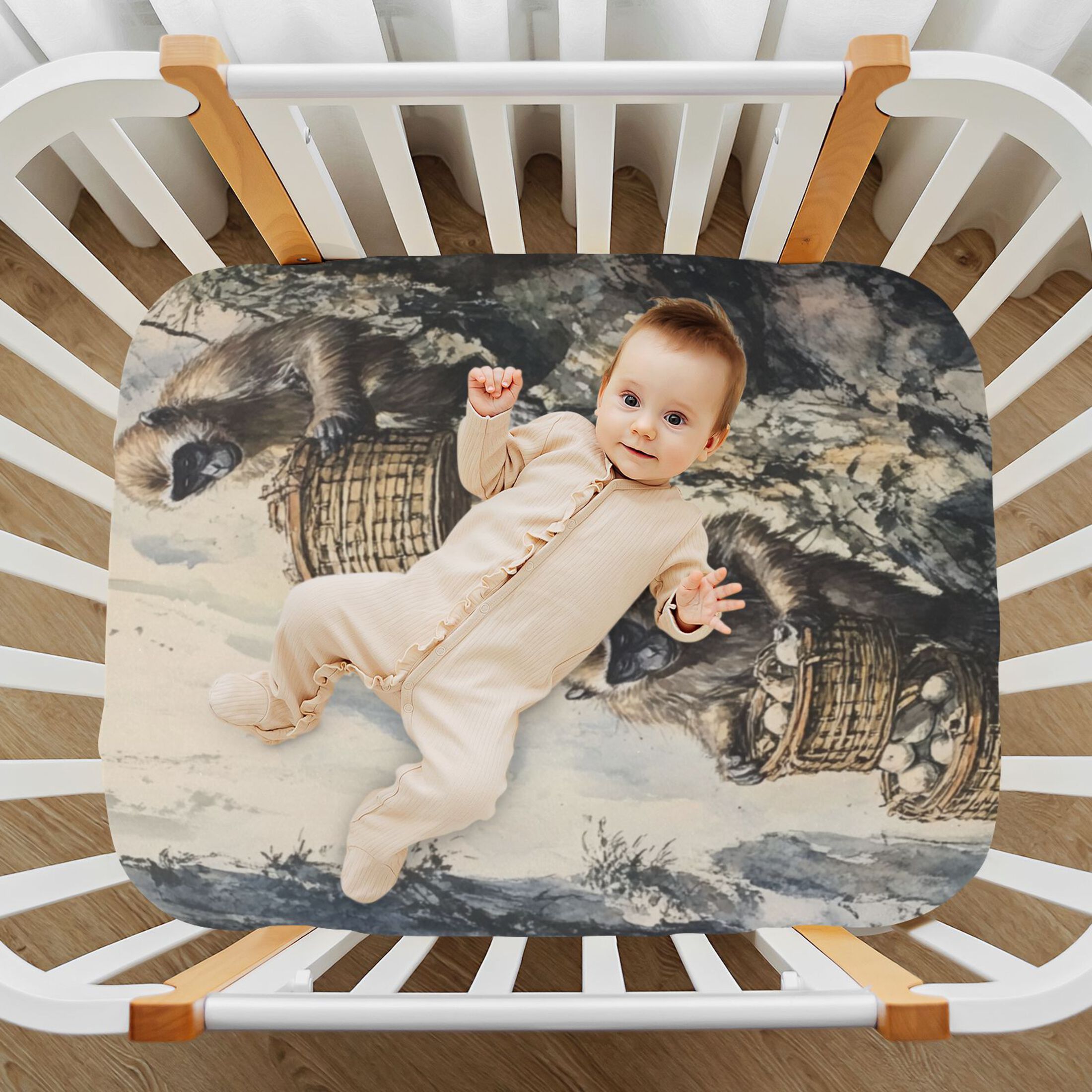 WOBOGO Spirit Monkeys Baby Crib Sheets Super Soft Microfiber Playard ...