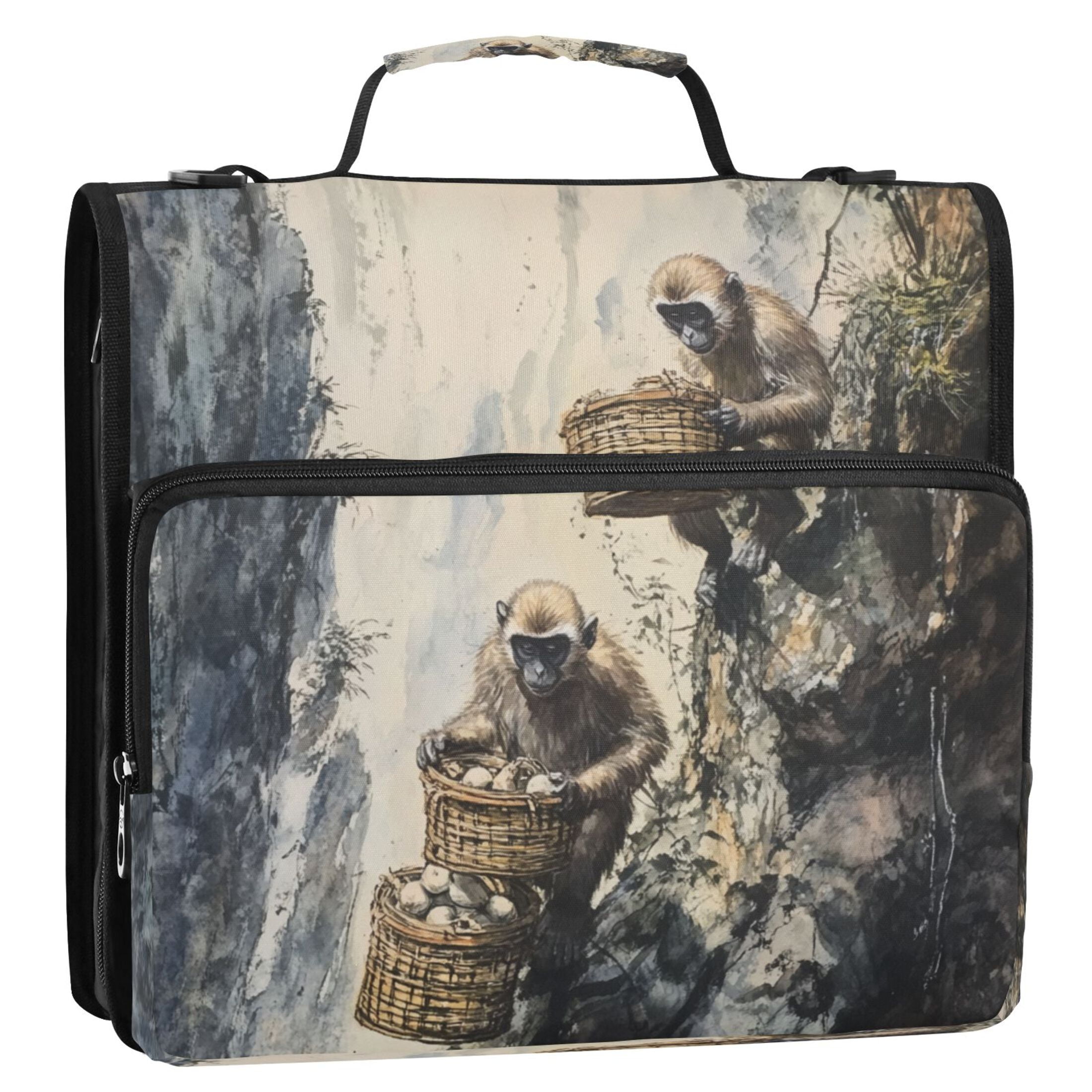 WOBOGO Spirit Monkeys Ring Binder Bag 1.5in Folder Organizer with ...