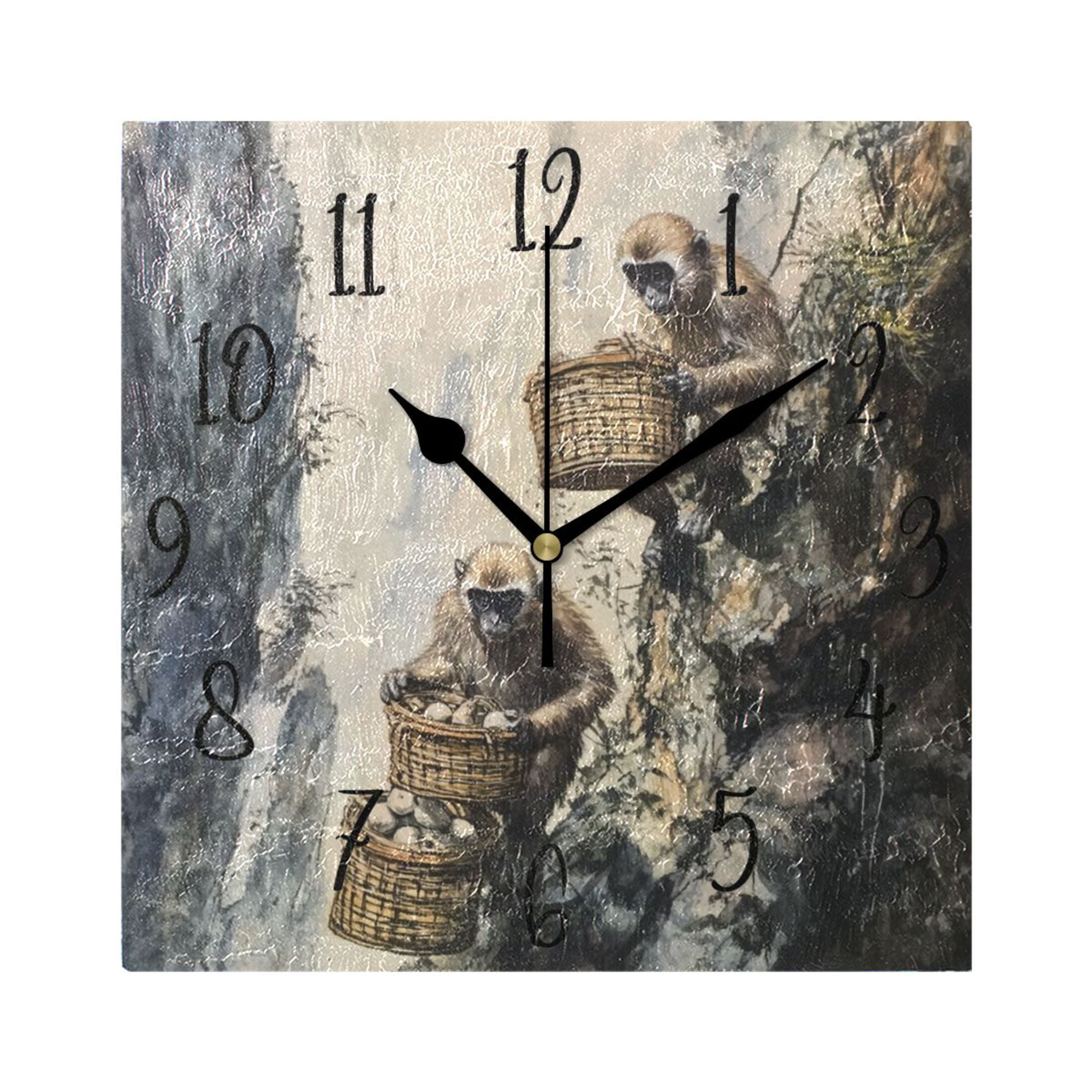 WOBOGO Spirit Monkeys Wall Clock 7.78 Inch Battery Operated Silent Unit ...