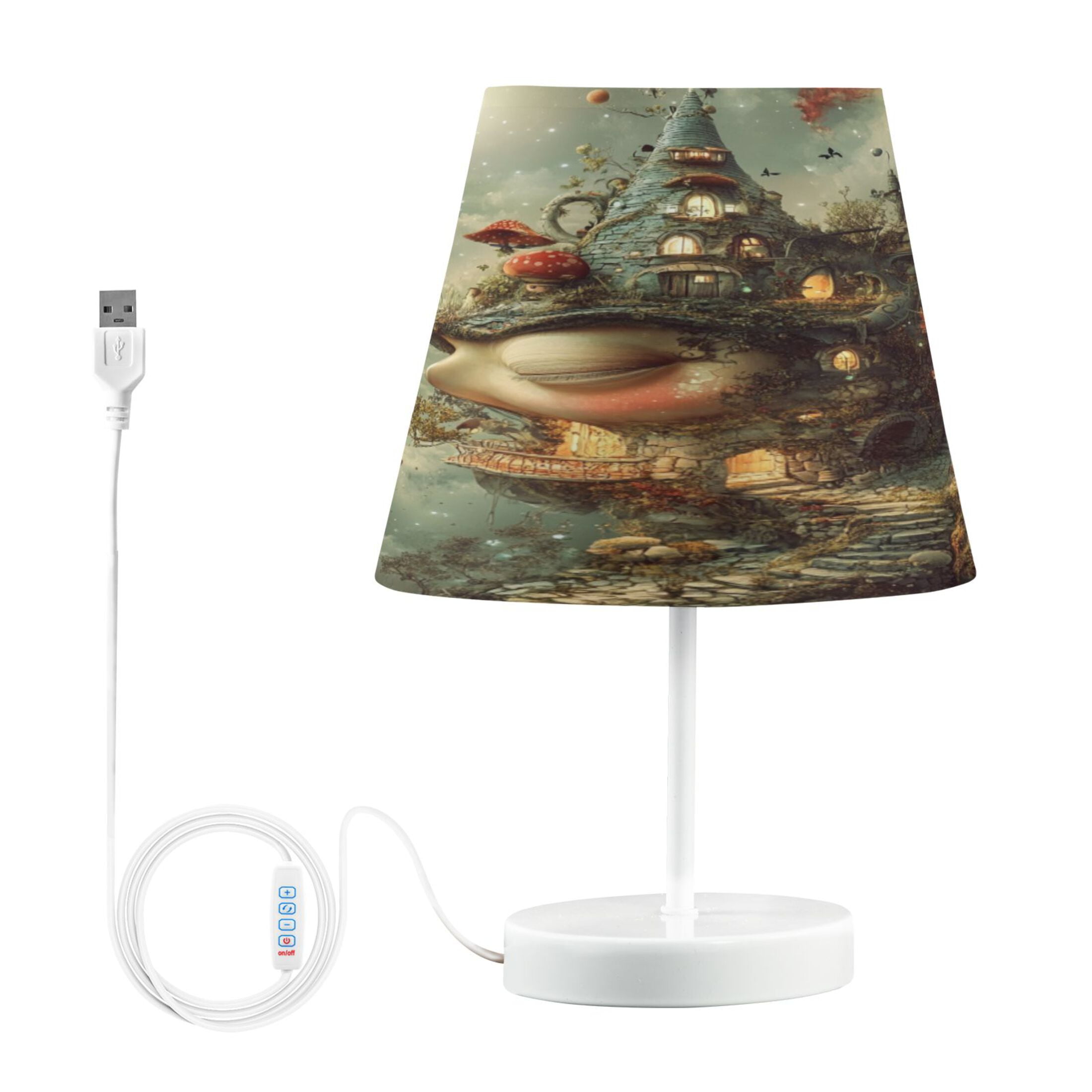 WOBOGO Spooky Castle Table Lamps Bedroom 3-Speed Dimmable Farm Style ...