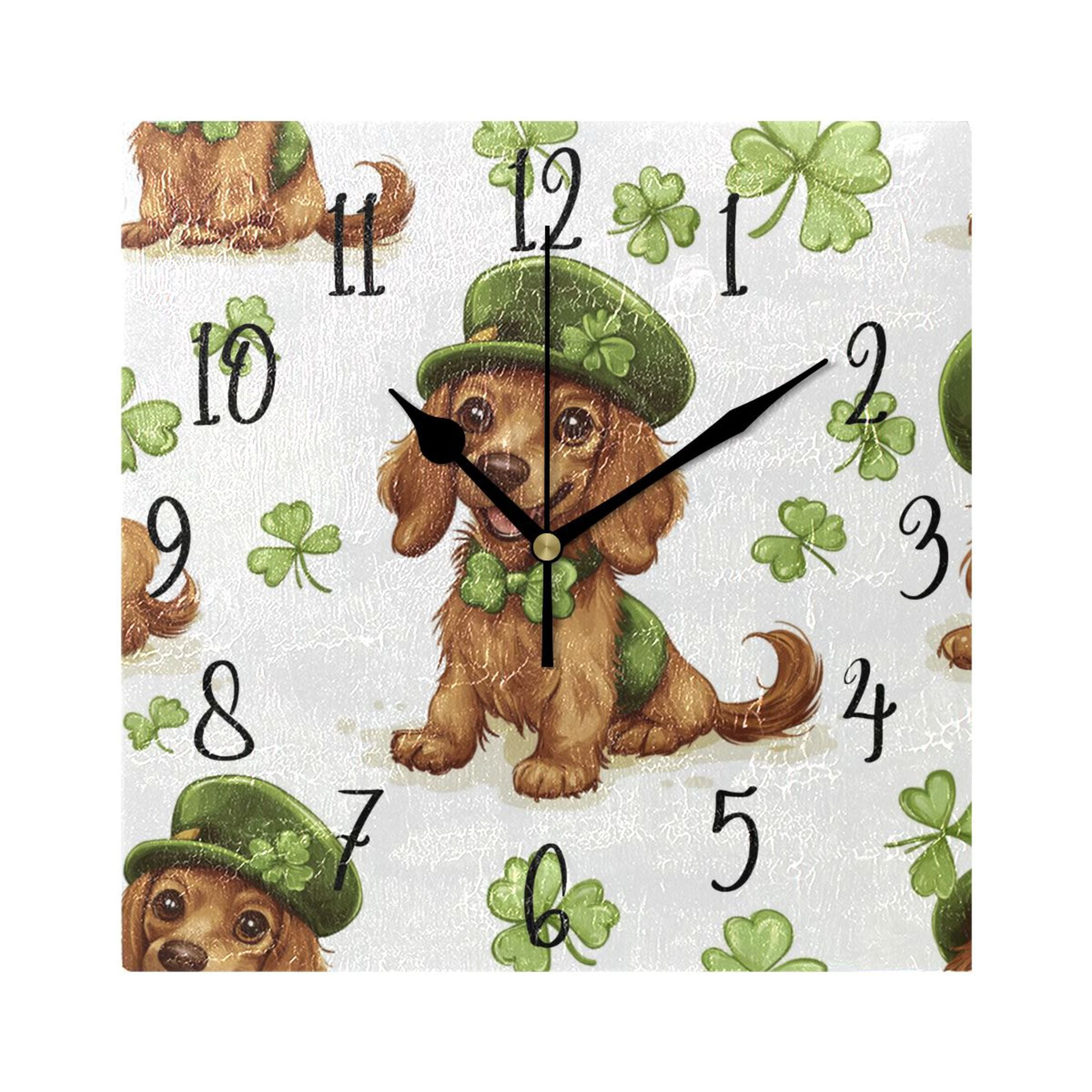 WOBOGO St Patricks Dachshund in A Shamrock Hat Pattern Wall Clock 7.78 ...
