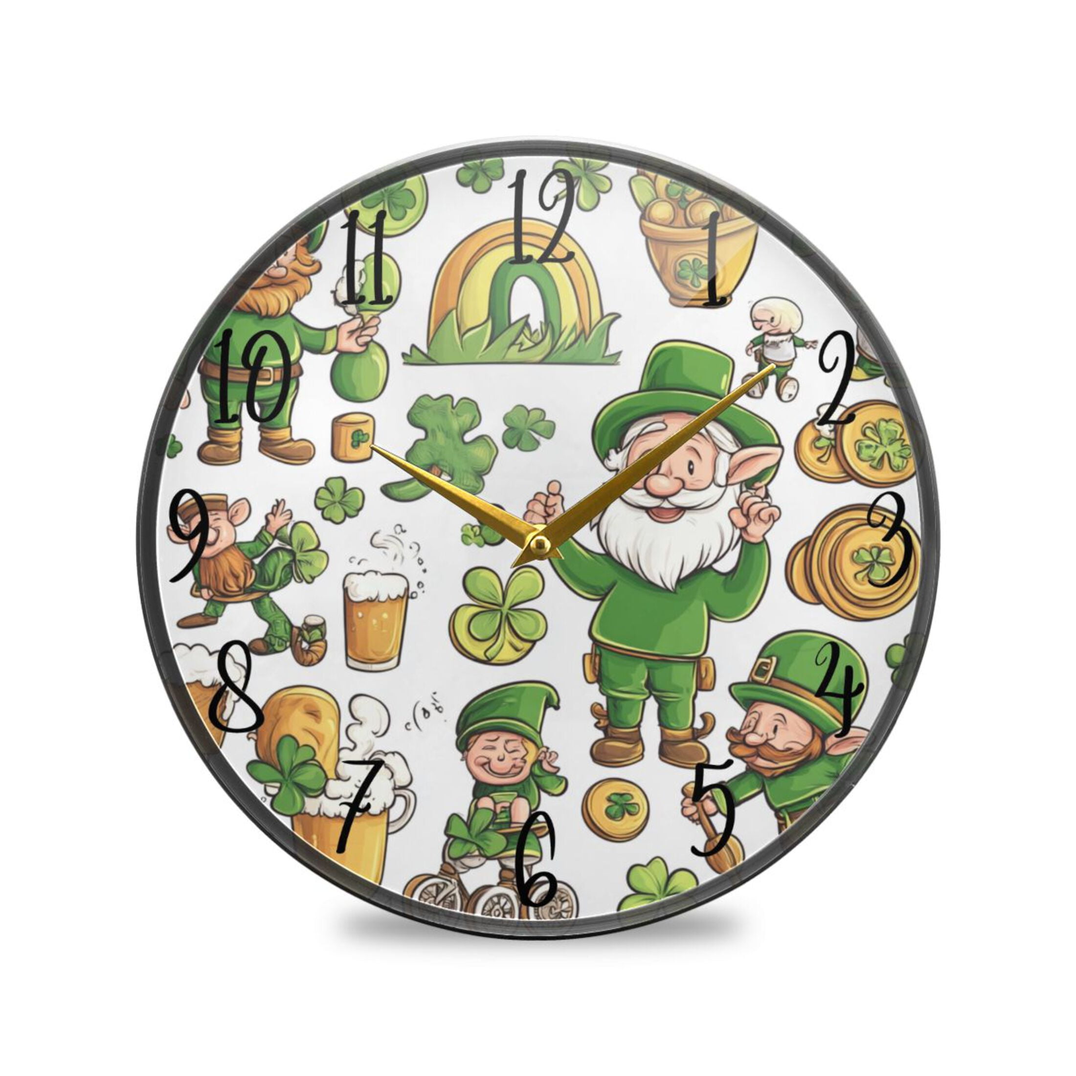 WOBOGO St Patricks Day Elements Acrylic Wall Clock Battery Operated 11 ...