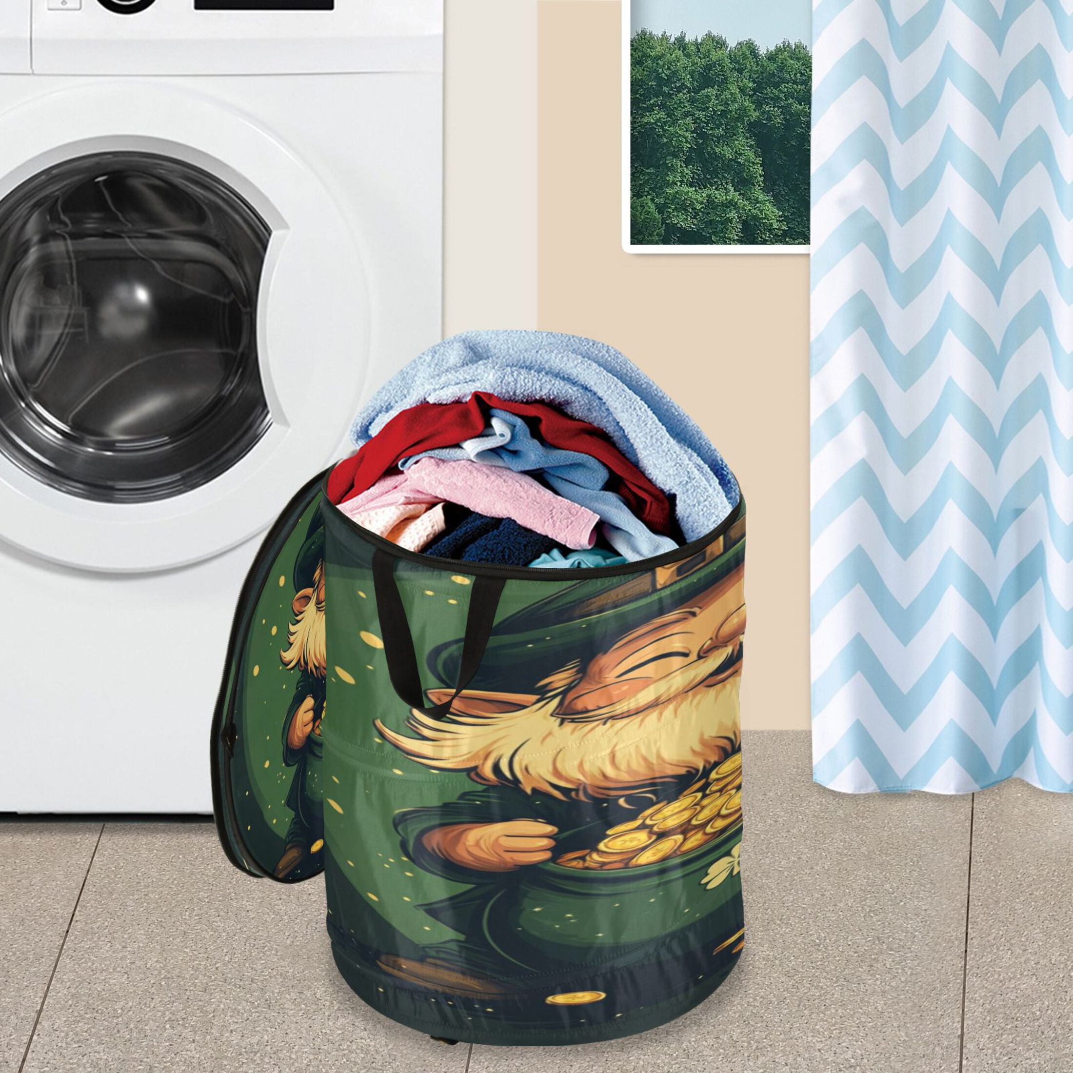 WOBOGO St Patricks Dwarf Demon Foldable Laundry Baskets with Carry ...
