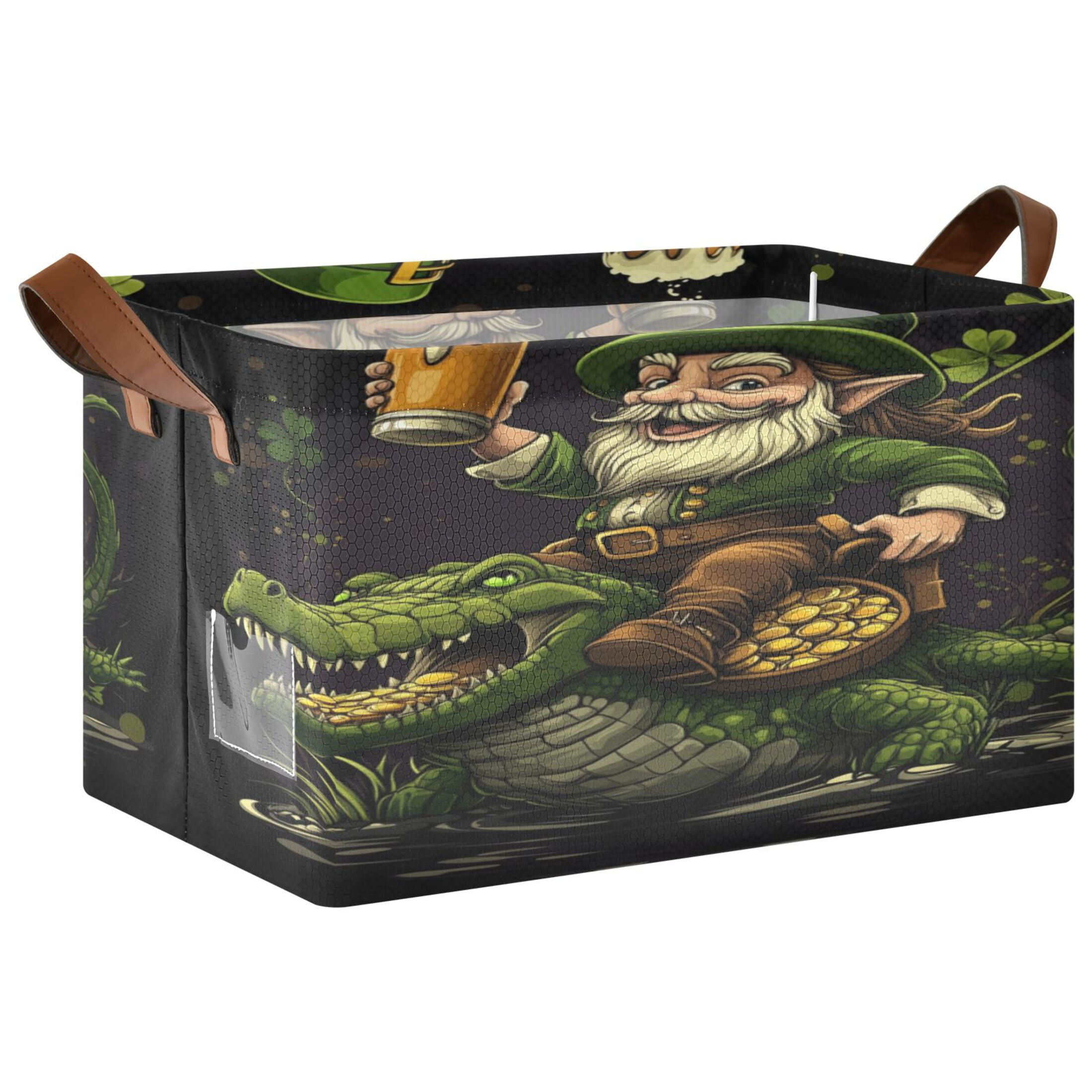 WOBOGO St Patricks Dwarf Ride Crocodile Storage Basket 16.9×11.4×10in ...