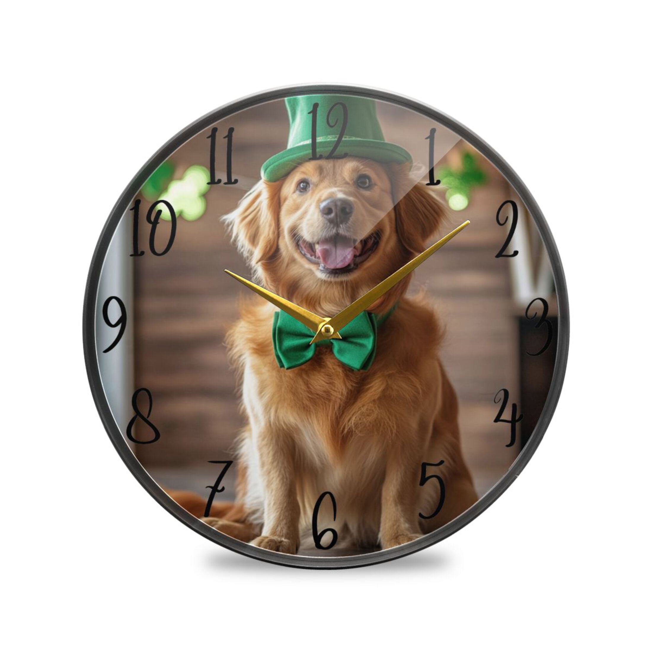 WOBOGO St Patricks Golden Retriever Acrylic Wall Clock Battery Operated ...