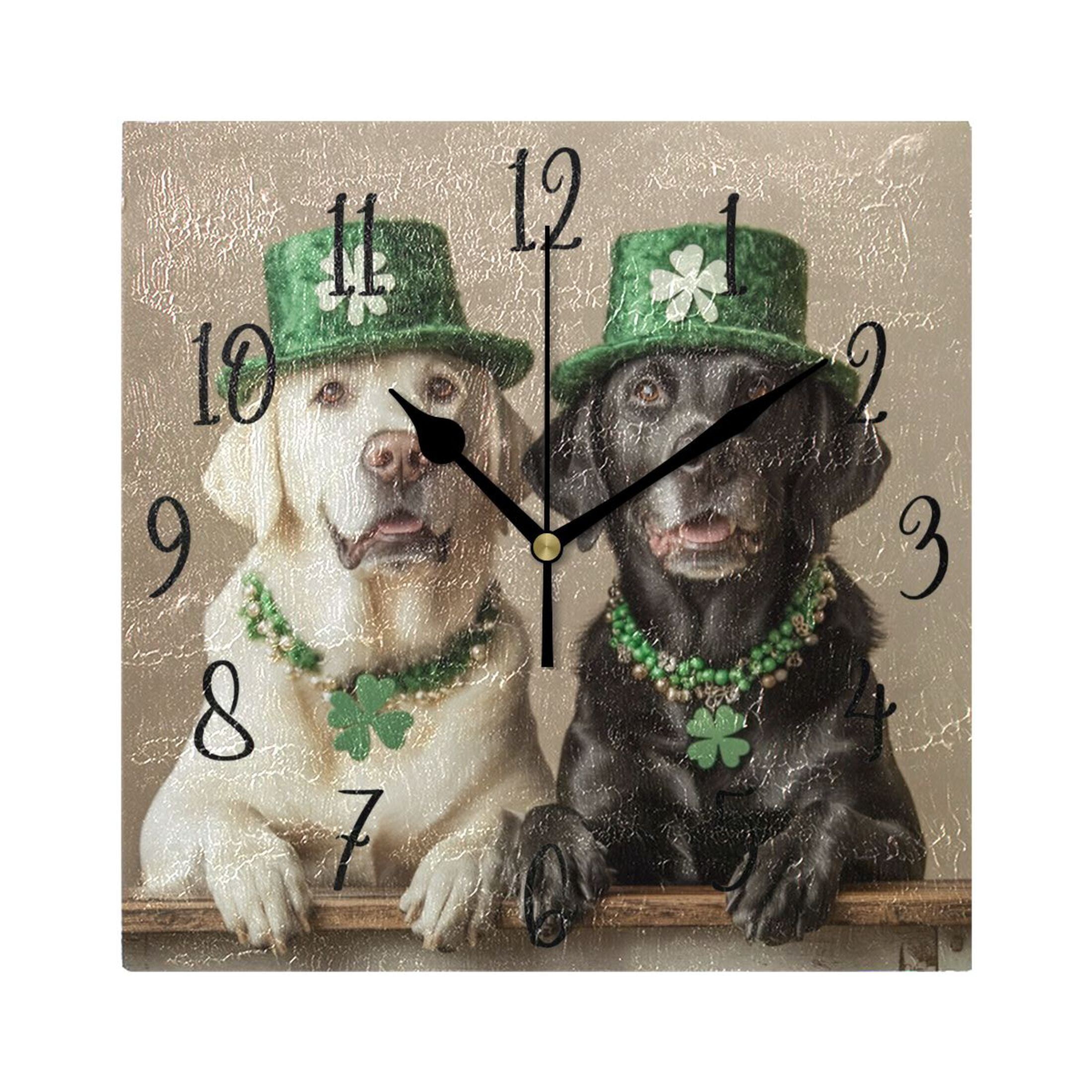 WOBOGO St Patricks Labrador Wall Clock 7.78 Inch Battery Operated ...