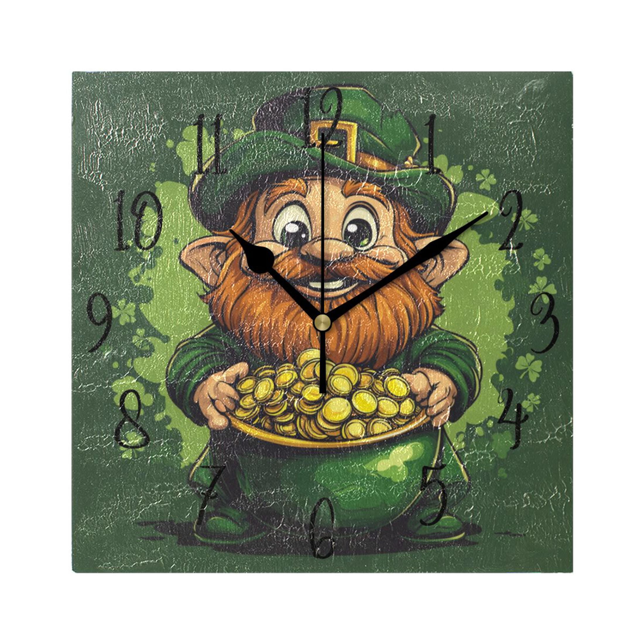 WOBOGO St Patricks Old Dwarf Wall Clock 7.78 Inch Battery Operated ...