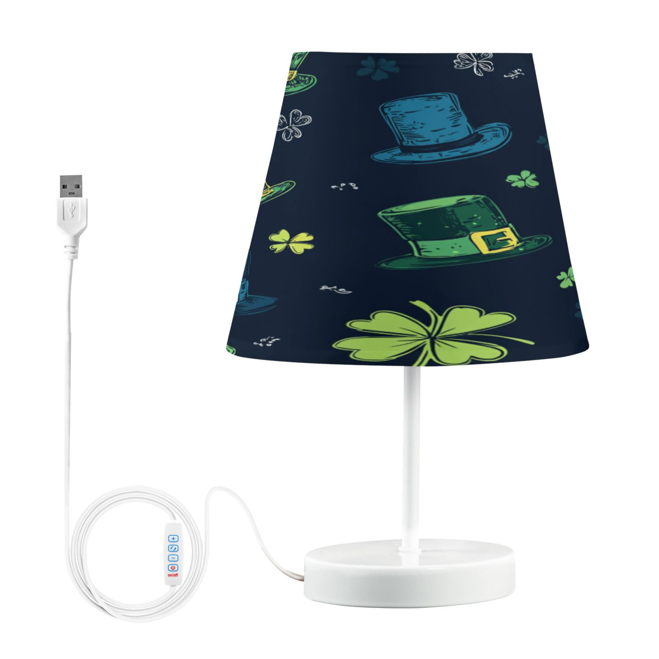 WOBOGO St Patricks Pattern with Hats and Shamrocks Table Lamps Bedroom ...