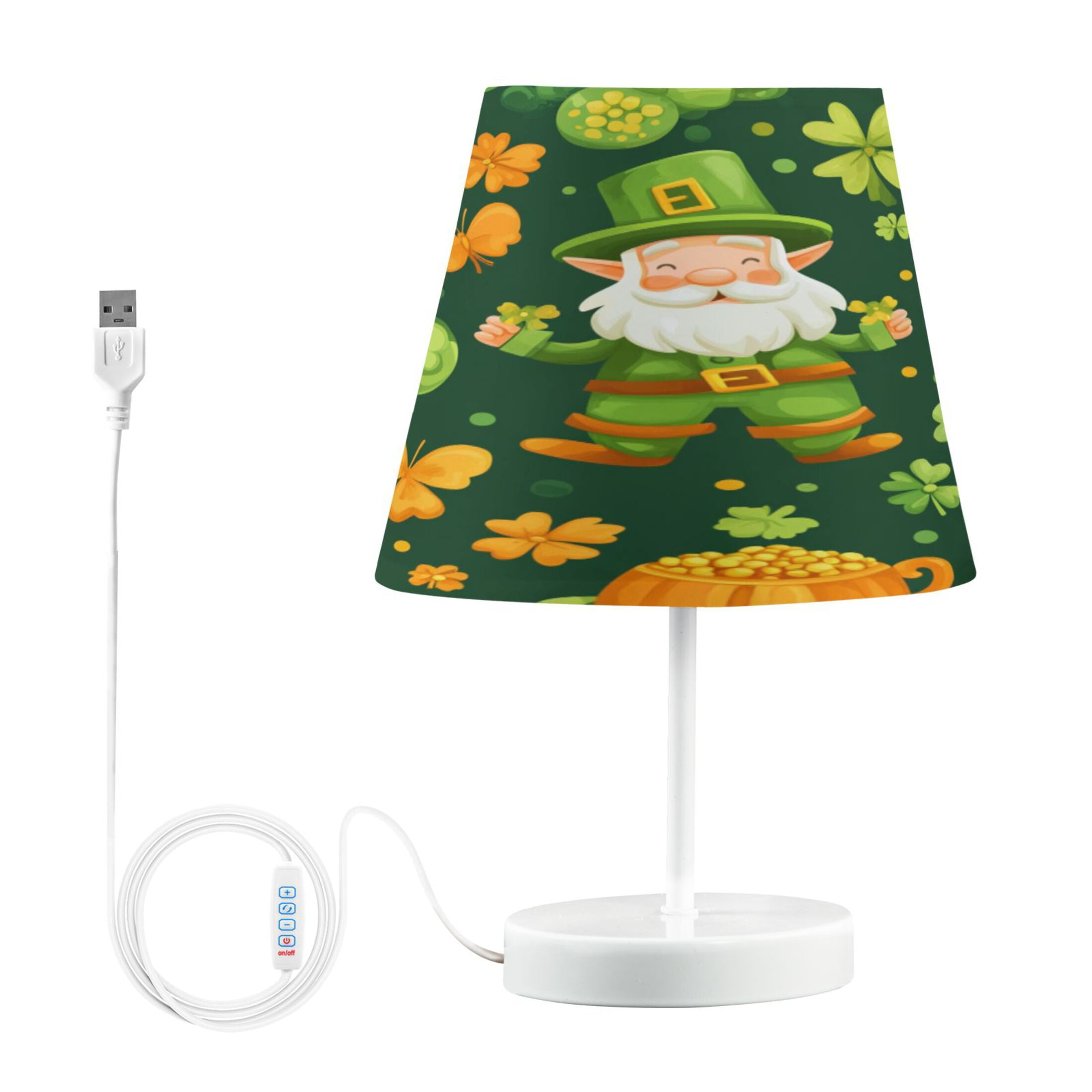 WOBOGO St Patricks Pattern with Leprechaun and Shamrock Table Lamps ...