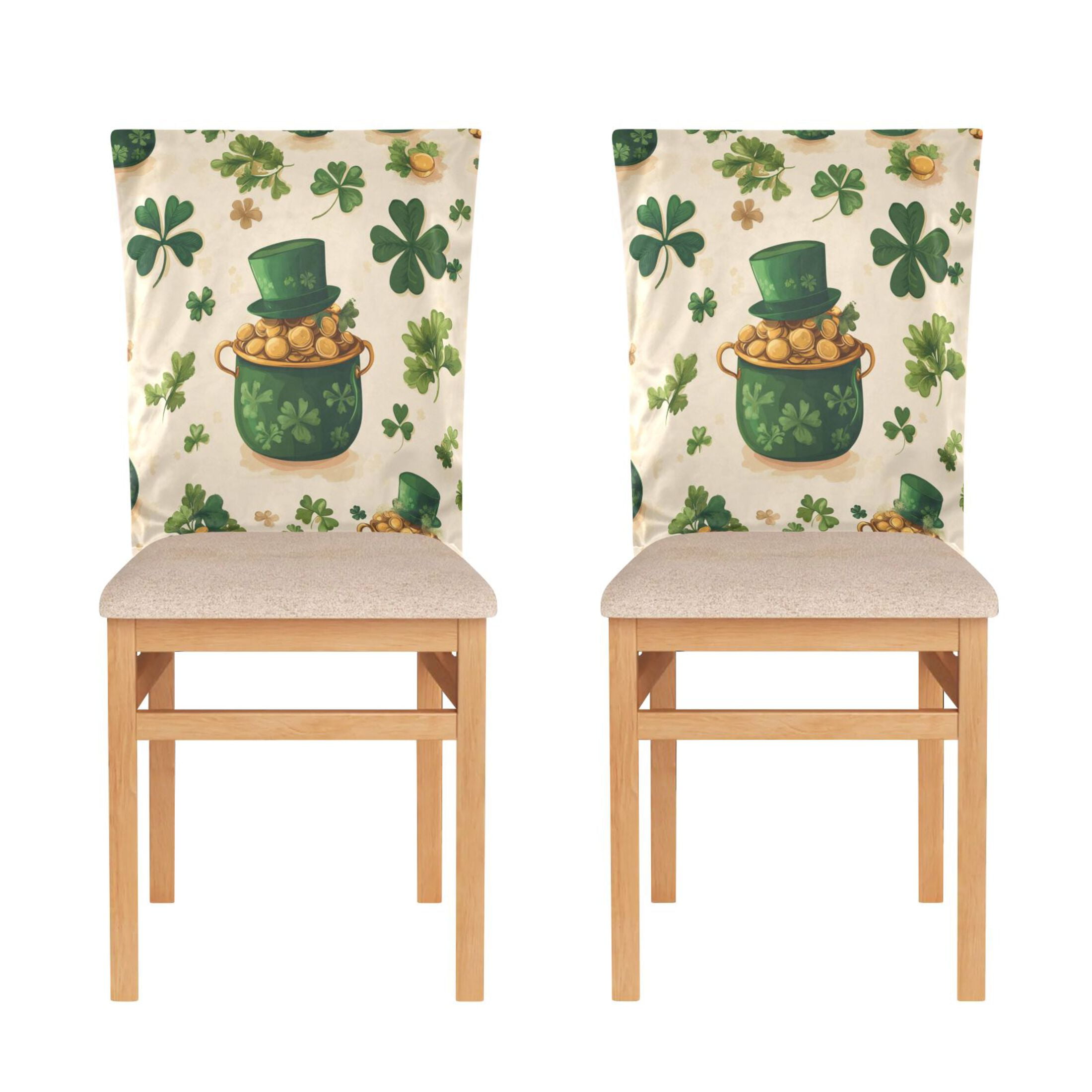 WOBOGO St Patricks Pattern with Pots Of Gold Dining Room Chair Covers 2 ...