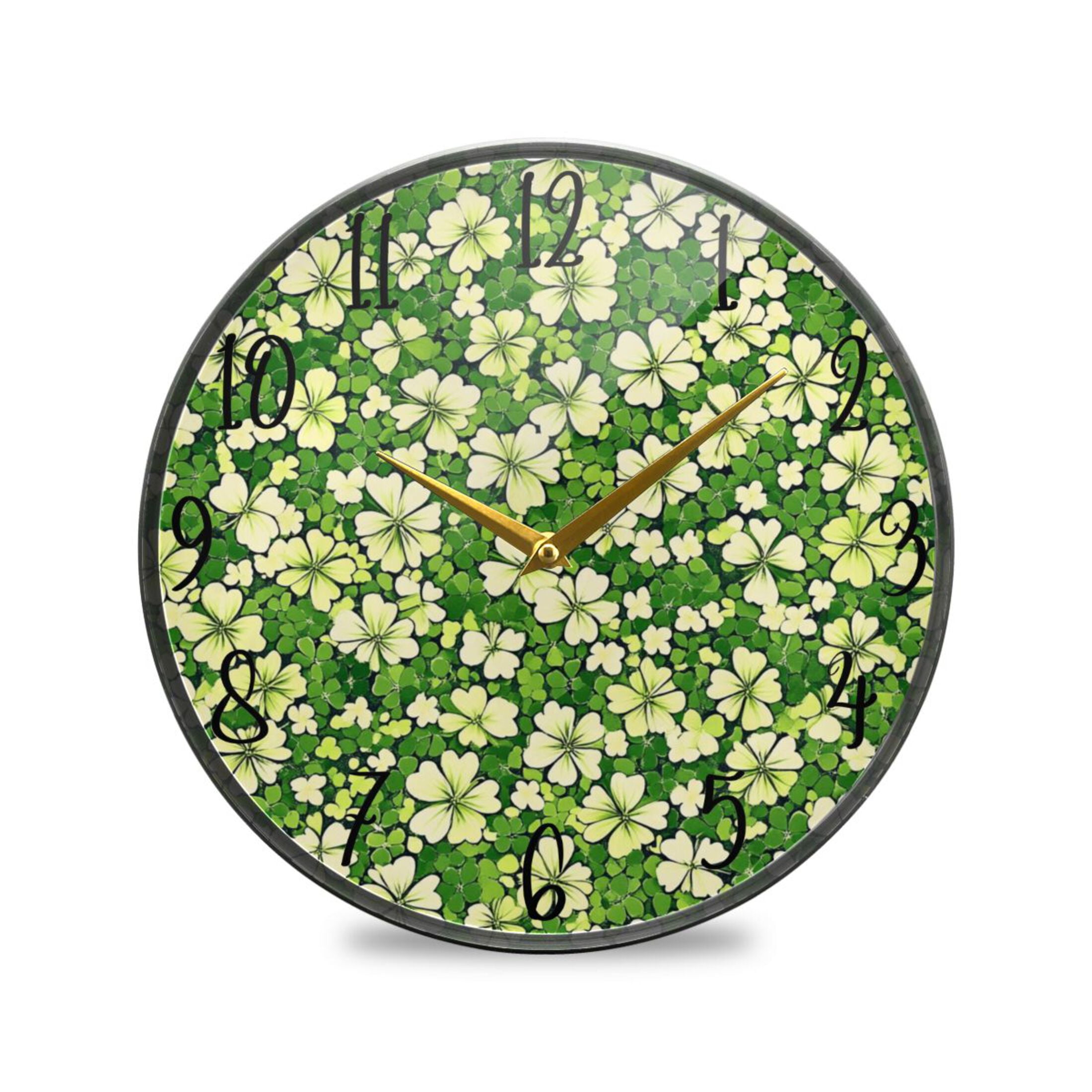 WOBOGO St Patricks Seamlessly Repeating Clover Acrylic Wall Clock ...