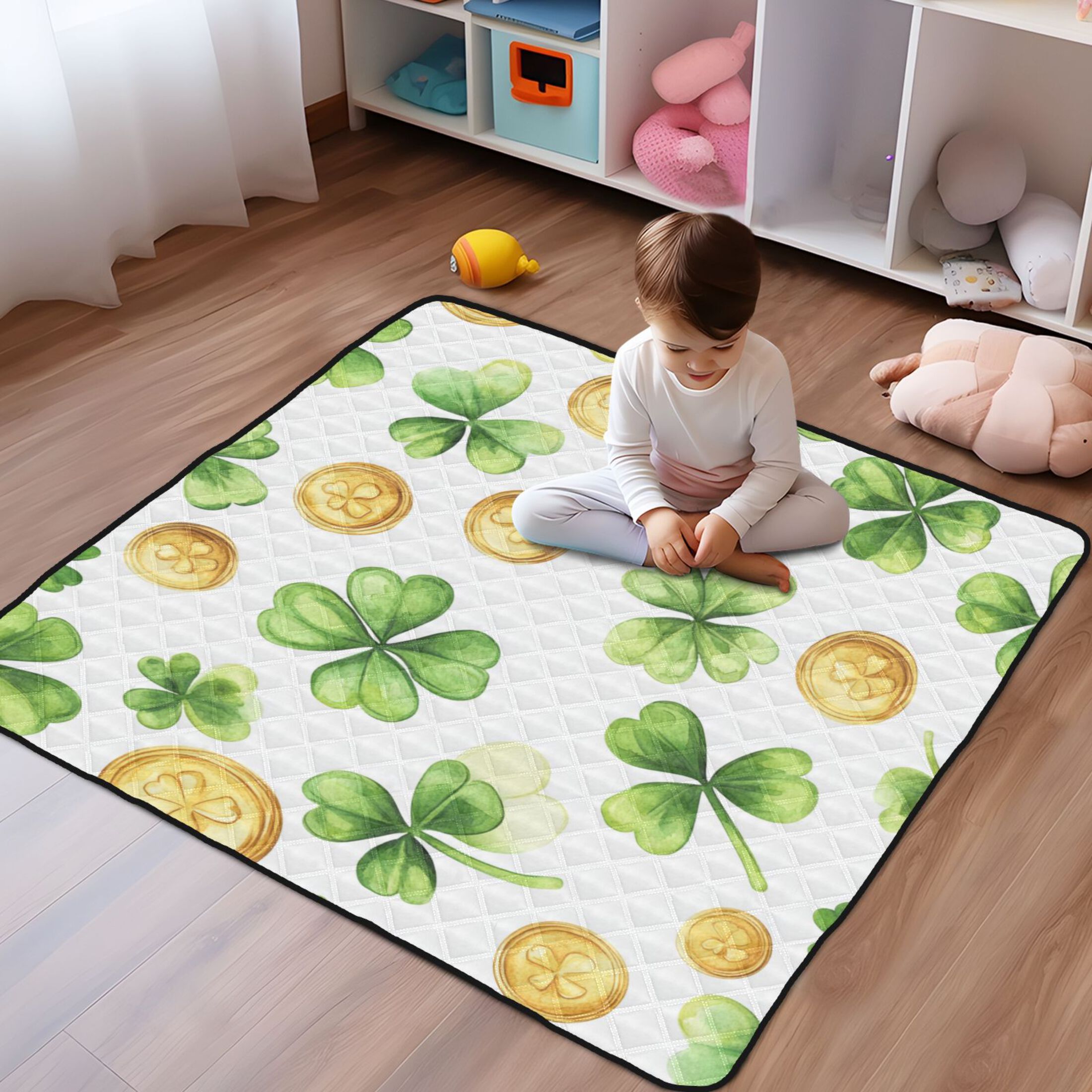 WOBOGO St Patricks Shamrock and Gold Coin Patterns Baby Playmats Extra ...